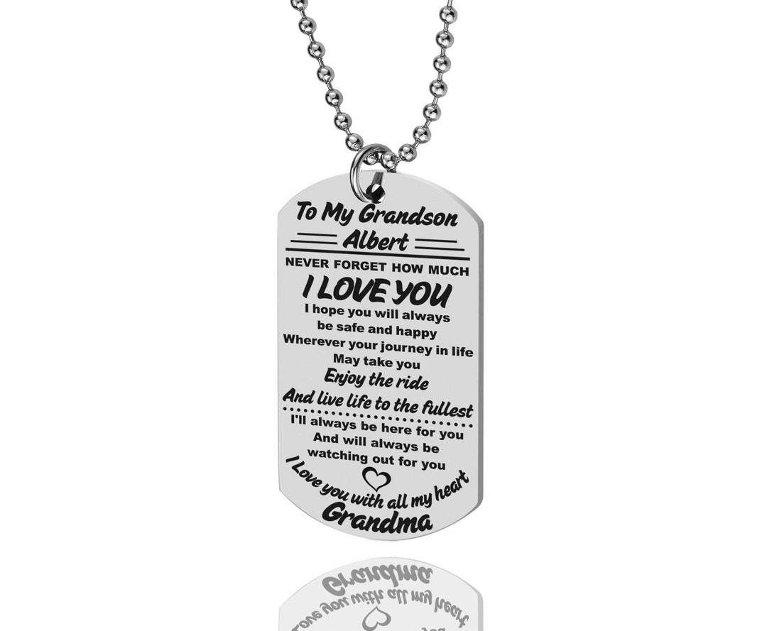 My Grandson Personalized Name Dog Tag Necklace Birthday Graduation Gift ...