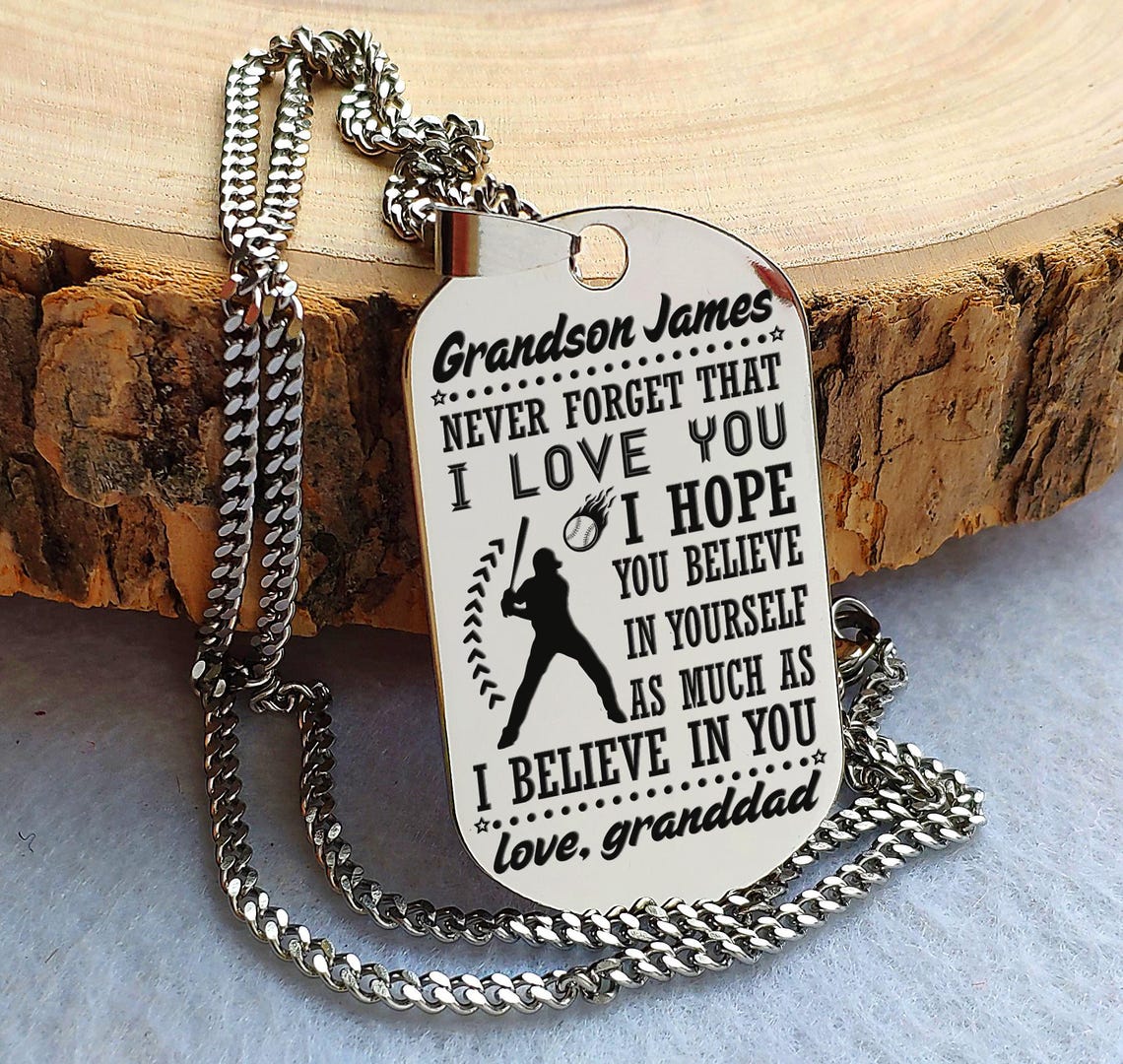 Grandson Army Dog Tag, to My Grandson Birthday Gift, Mens Pendant ...