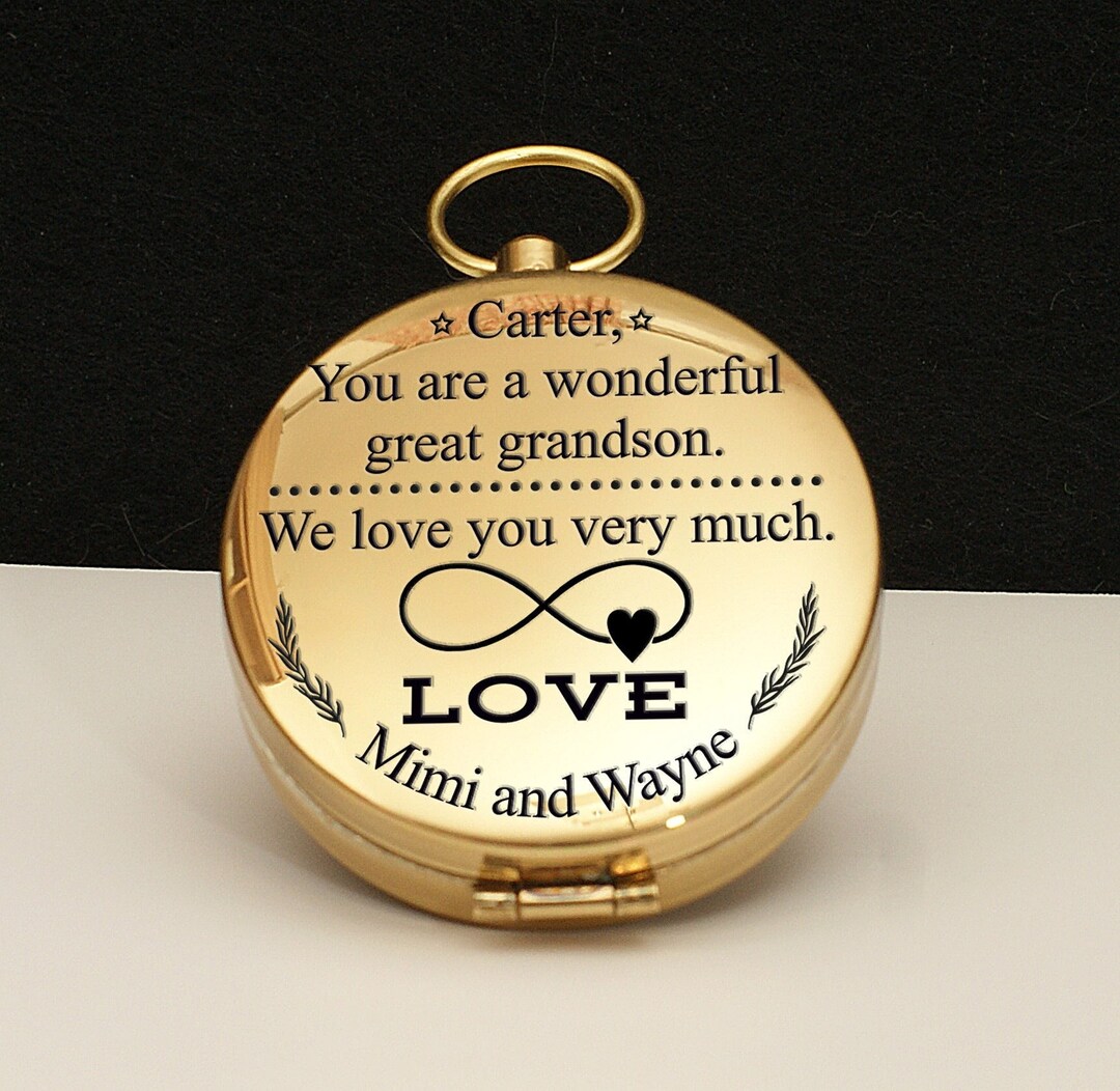 Customized Great-grandson Engraved Compass Gift From Grandma Grandpa ...