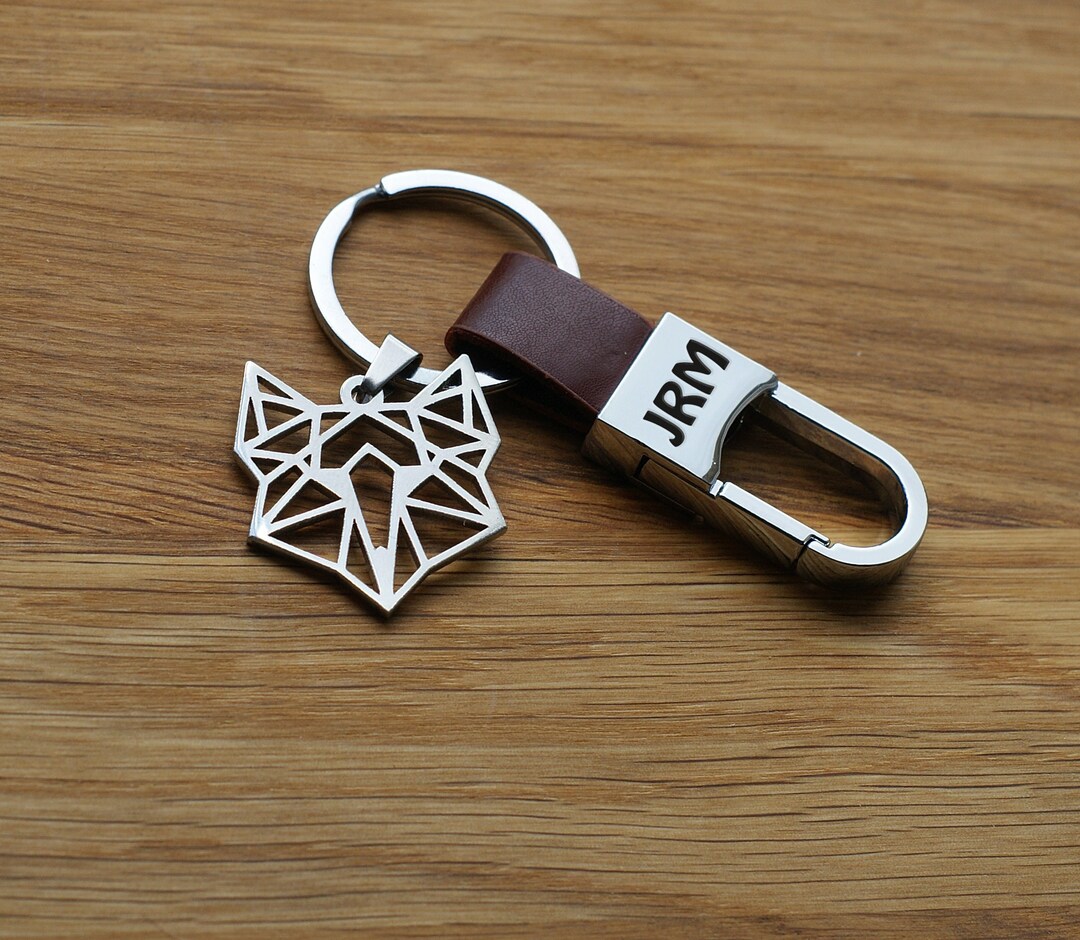 Fox Geometric Keychain, Daughter Origami Charm Gift, Mens Keyfob ...