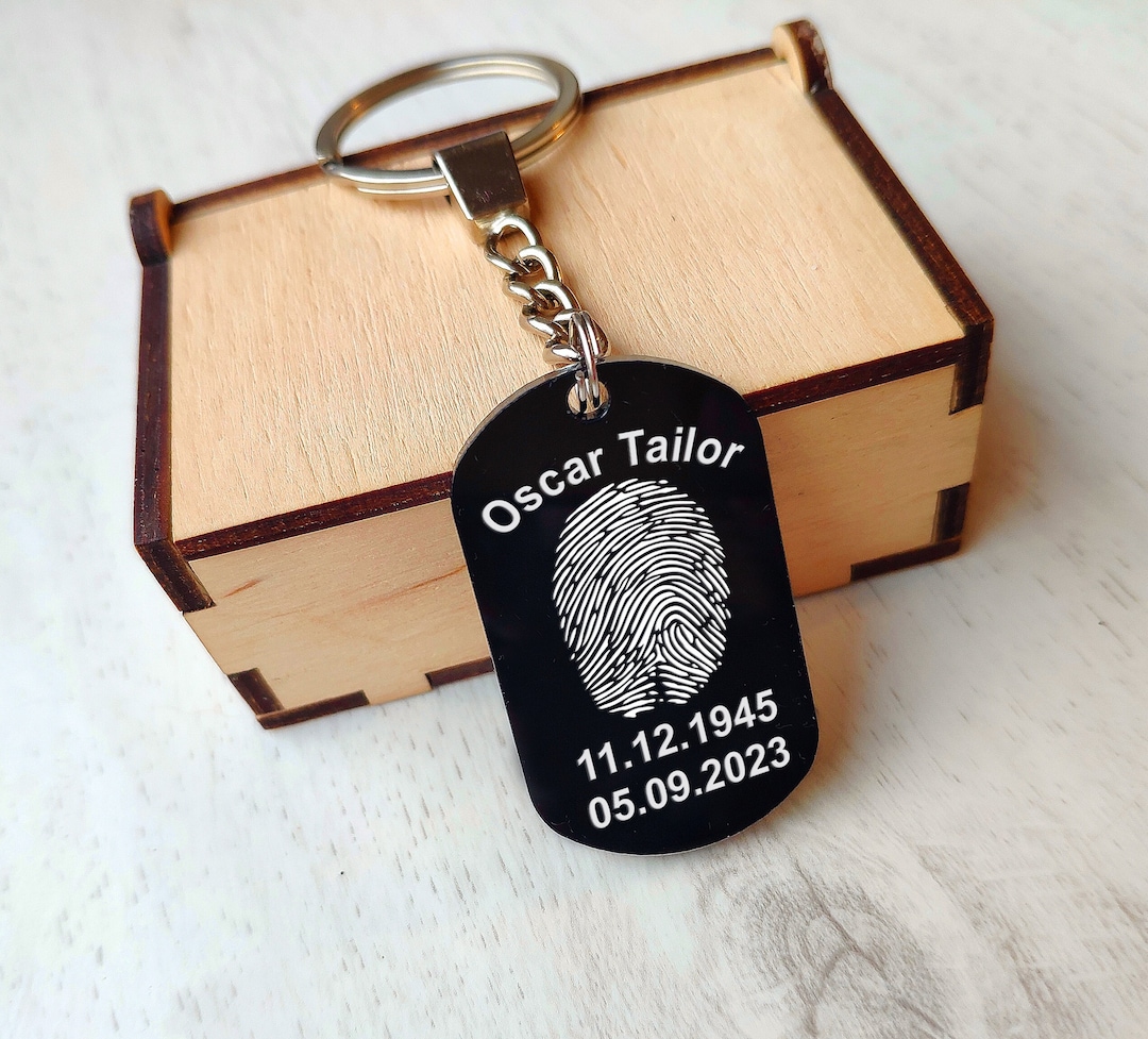 Mens Fingerprint Keychain, Fingerprint Personalized Gift, Bereavement ...
