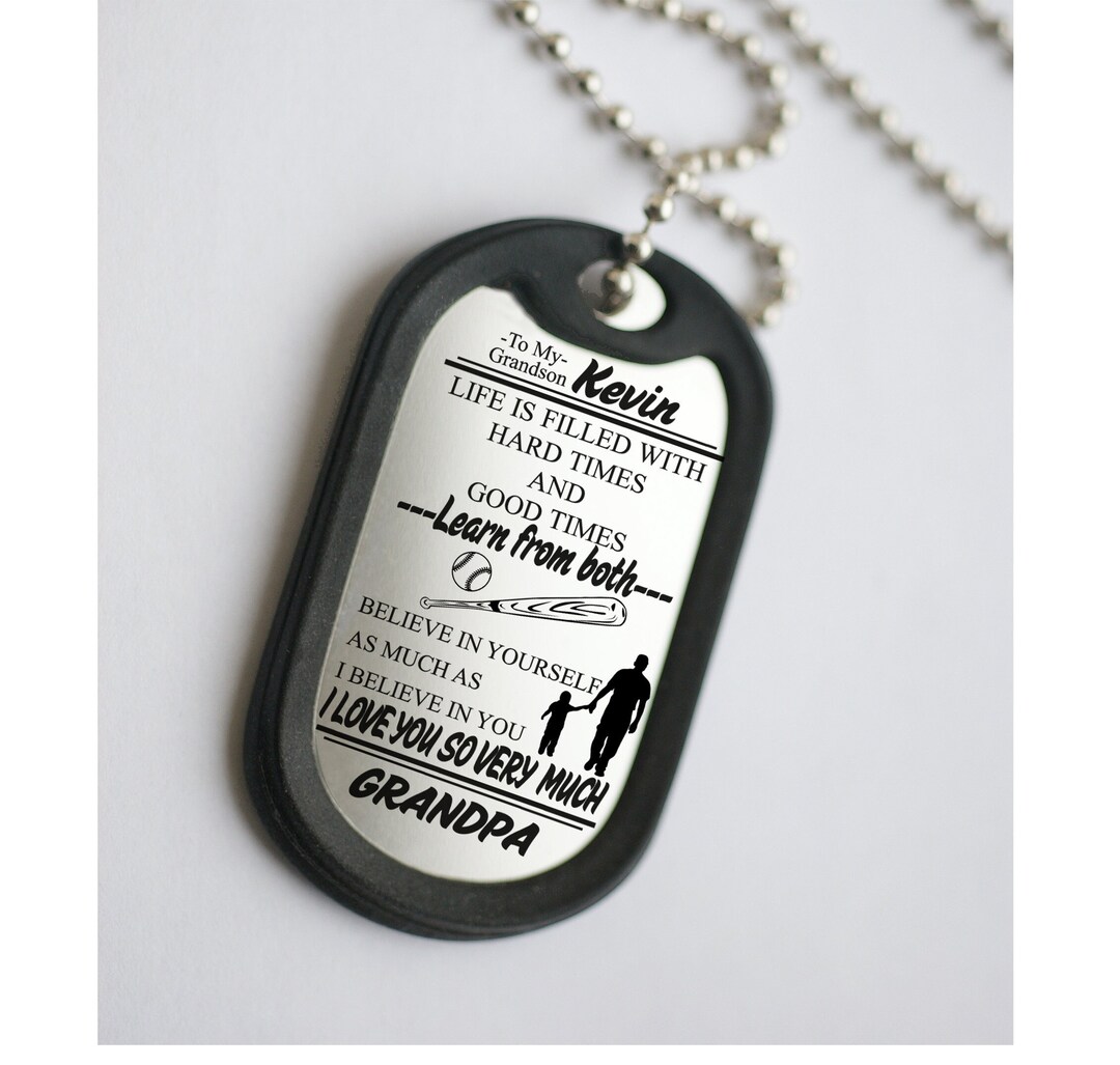 My Grandson Personalized Custom Army Dog Tag, Grandson Pendant Necklace ...