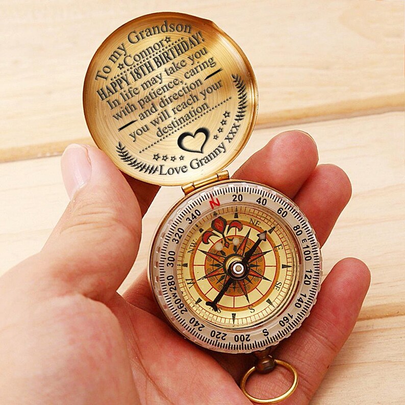 Grandson 18th Birthday Compass, Grandson 16th Birthday, Copper Compass ...