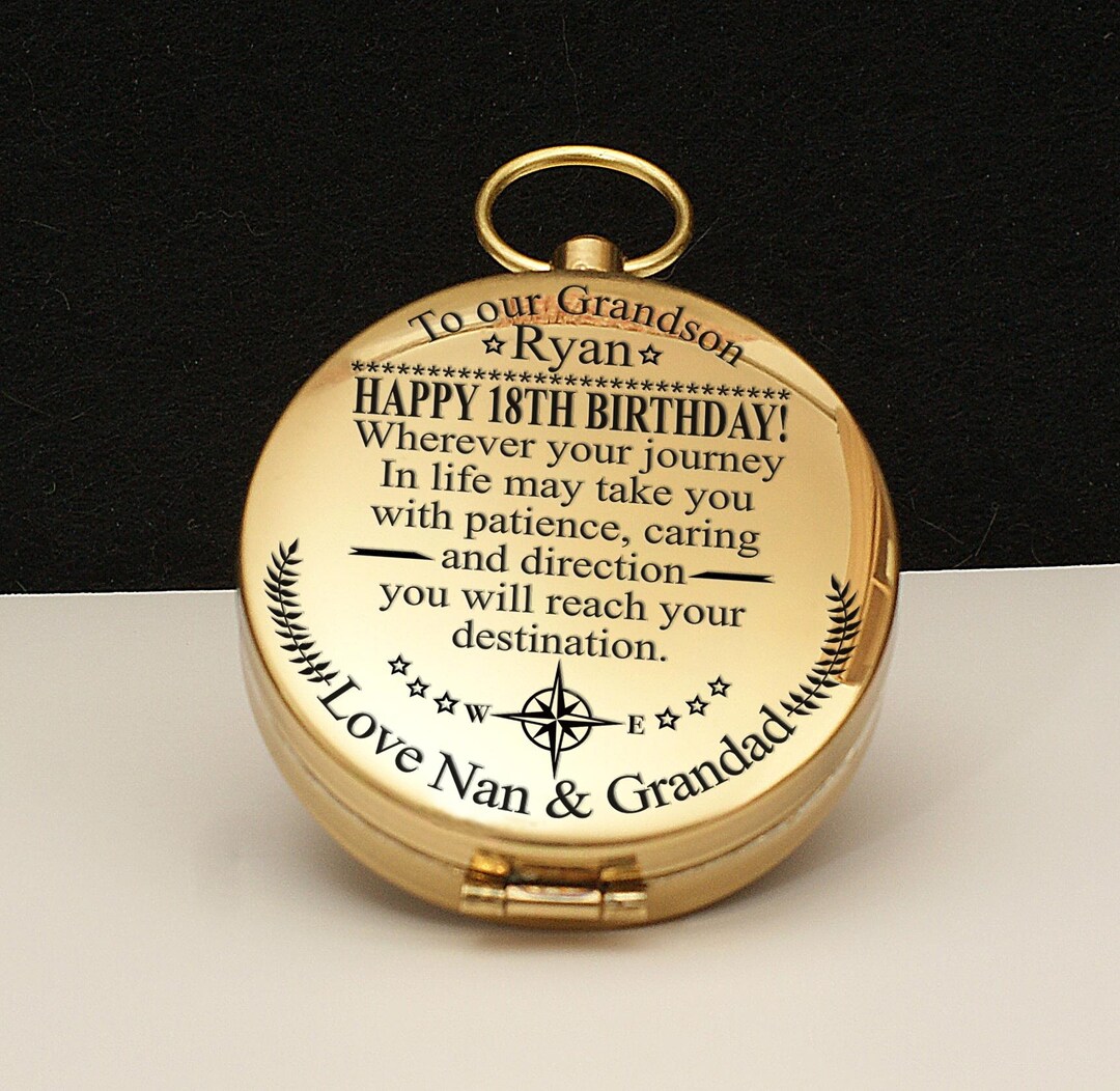 My Grandson 18th Birthday, Custom Name Mens Compass, Personalized ...