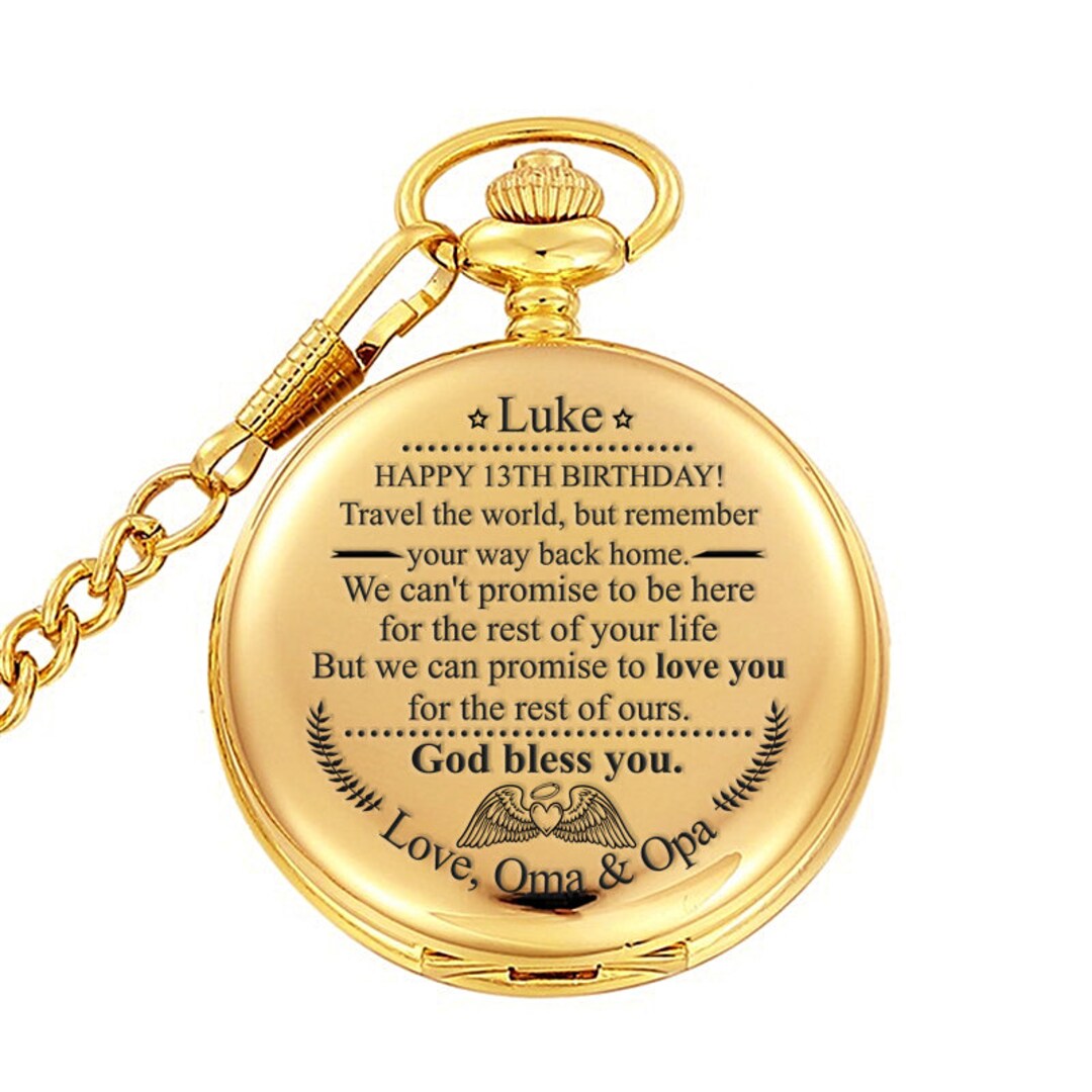 To My Grandson Birthday Gift Engraved Men's Pocket Watch Grandson Gift ...