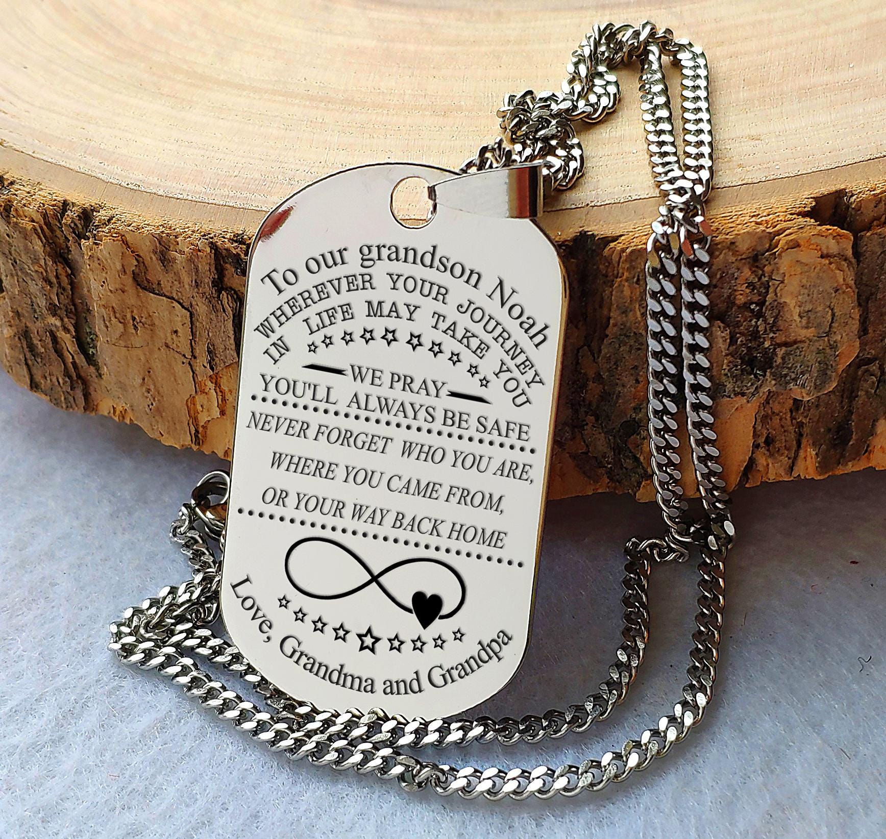 Our Grandson Dog Tag, to Our Grandson Birthday Gift, Mens Pendant ...