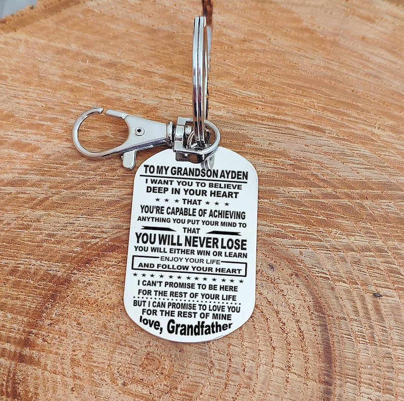 To My Grandson Gift, Granddad to Grandson Gift, Mens Keychain, Mens ...