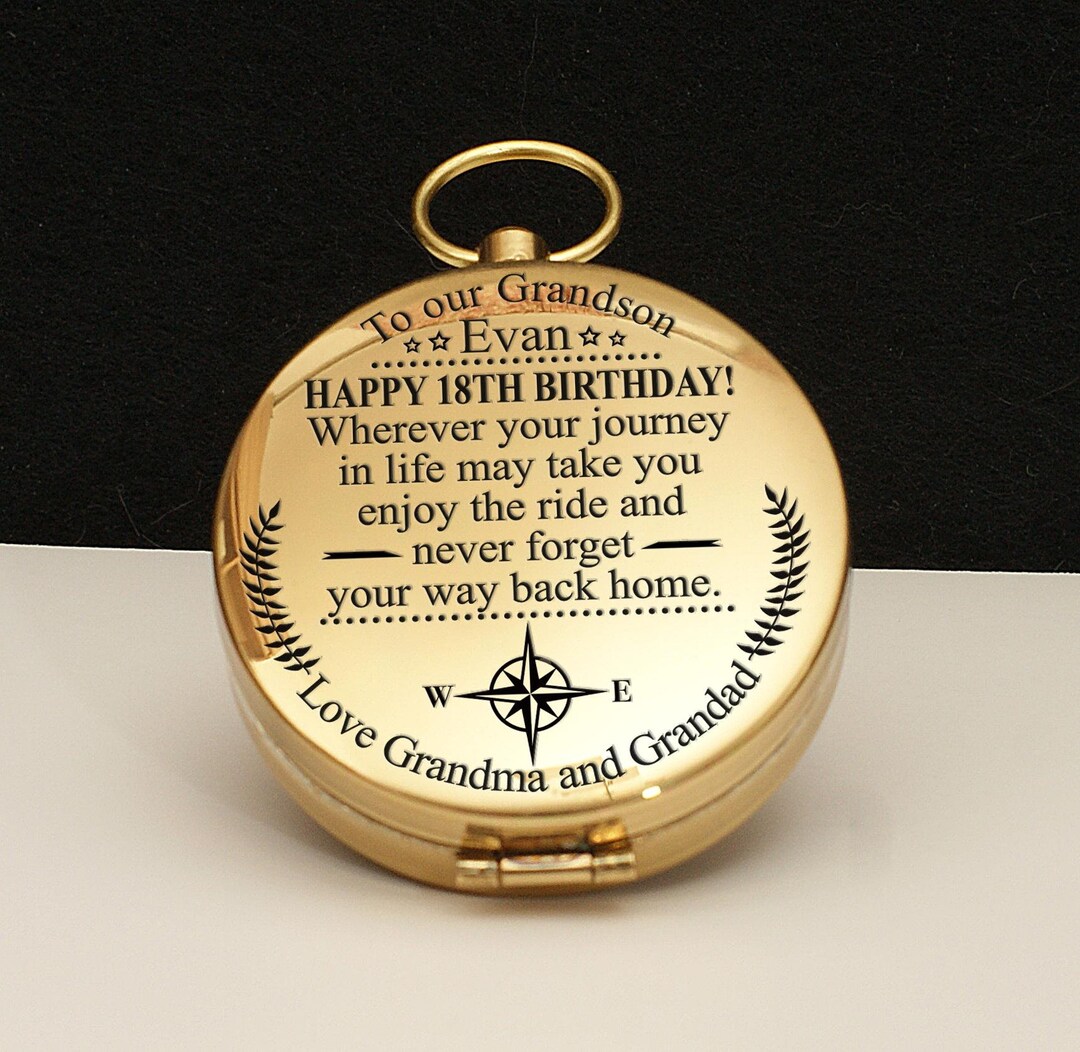 My Grandson Birthday Gift, Custom Name Mens Compass, Personalized ...