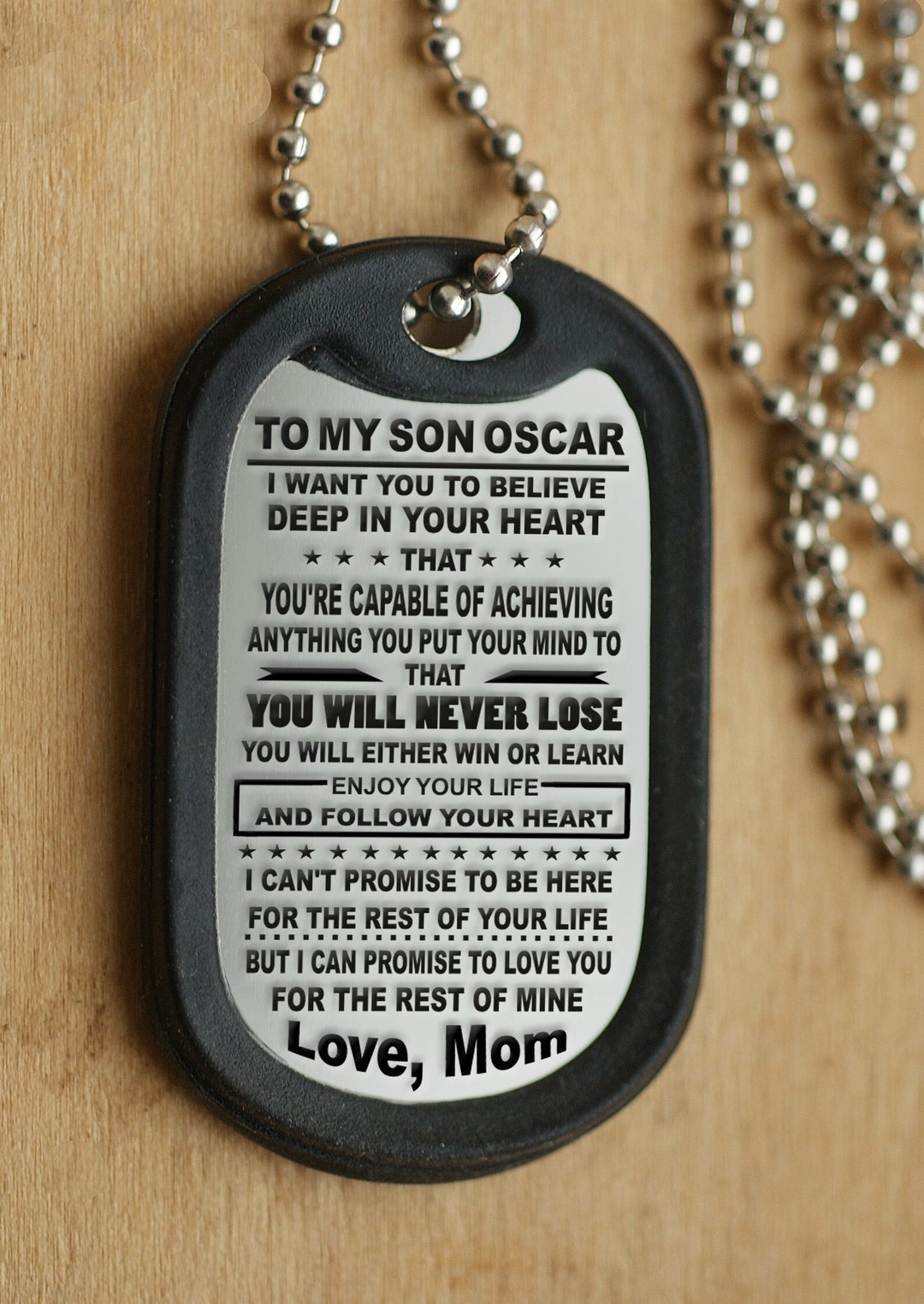 Son Mom Gift, Mother Father to Son Gift Idia, Men Military Army Dog Tag ...