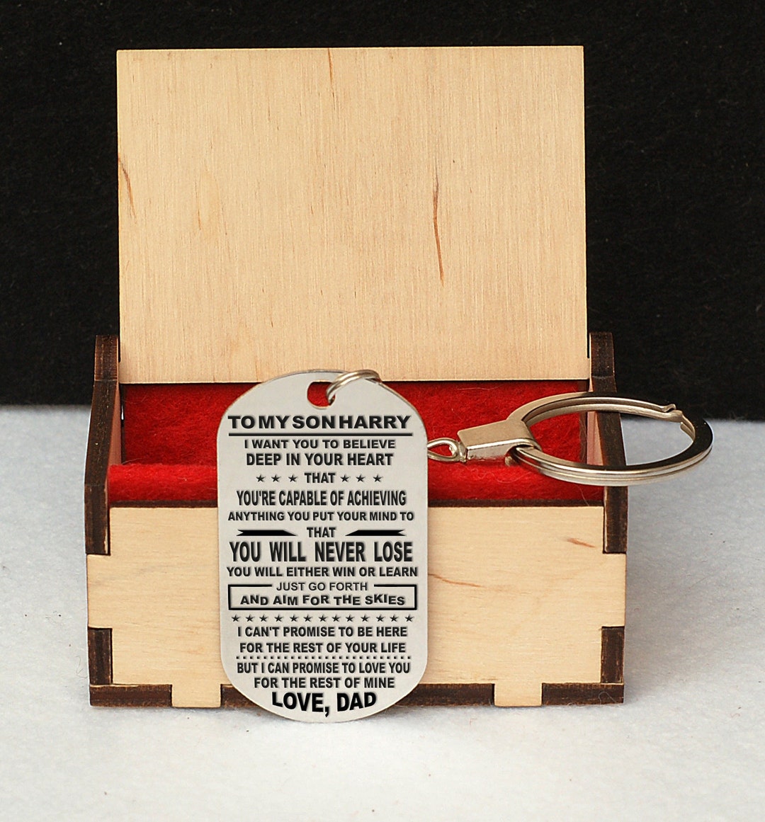 Dad to My Son Gift, Son Keychain, Mens Charm Dog Tag Necklace , Mens ...