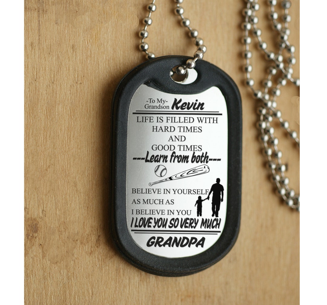 Grandson Personalized Custom Dog Tag, to My Grandson Pendant Necklace ...