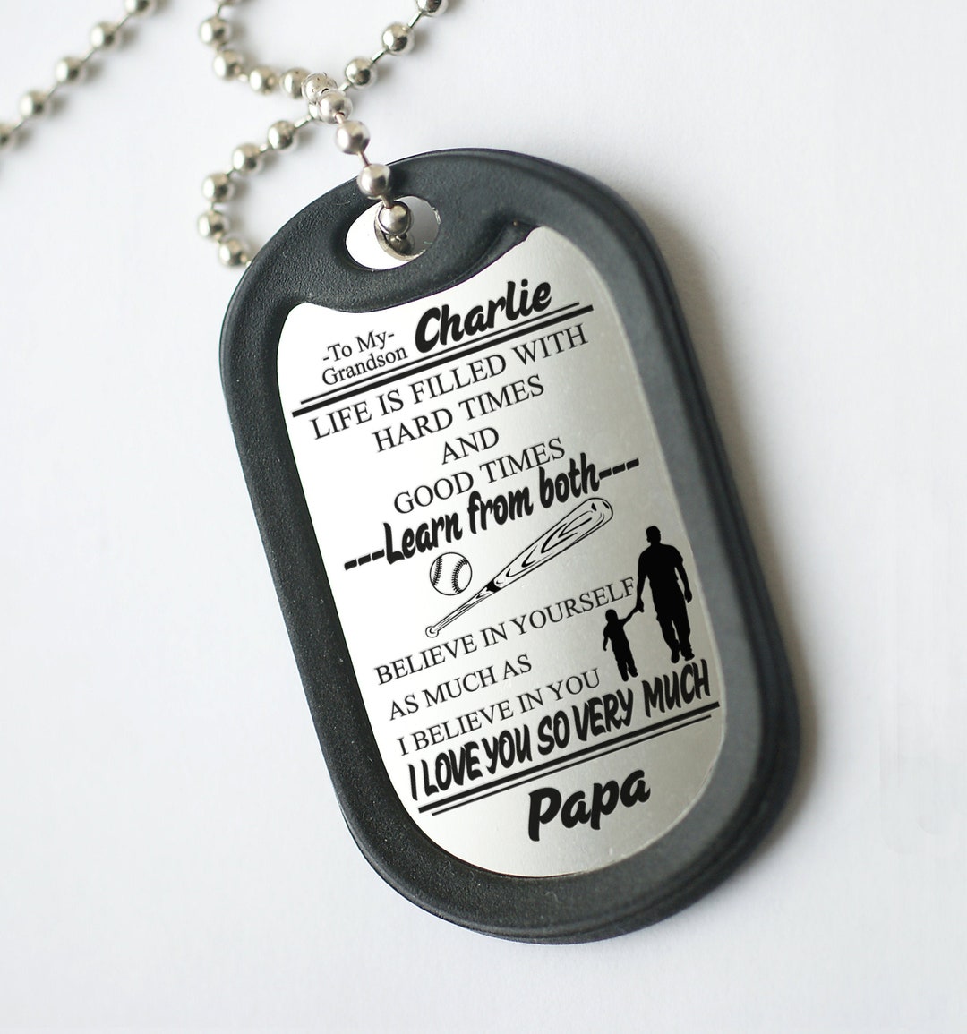 Custom Mens Necklace, Grandson Gift, to My Grandson Pendant Necklace ...