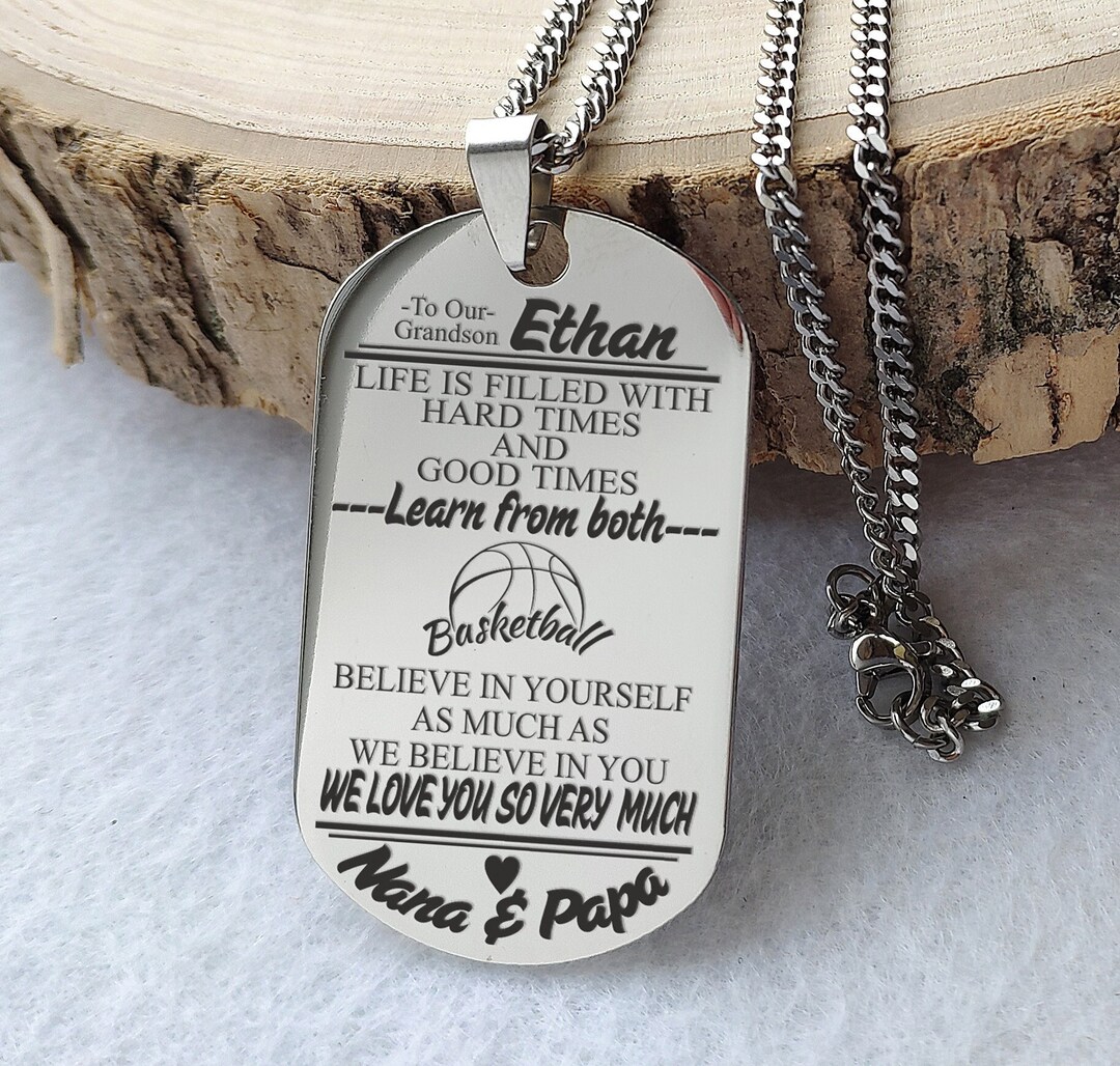 To My Grandson Pendant Necklace, Grandson Basketball Gift, Custom ...