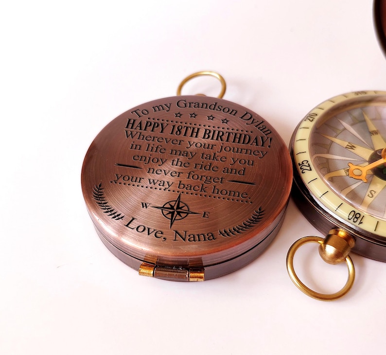 Grandson 18th Birthday Compass, Grandson 16th Birthday, Copper Compass ...