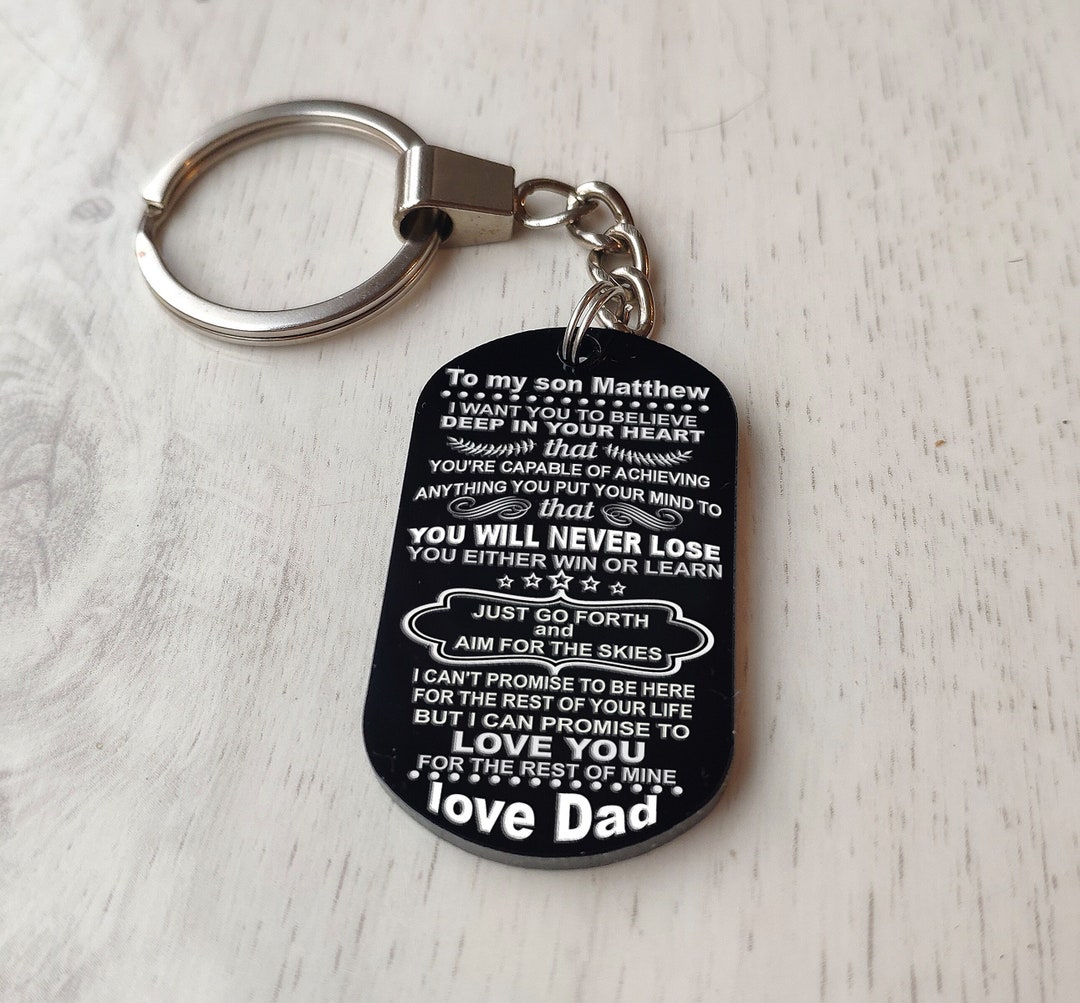 Men's Keychain, to My Son Dad Gift, Custom Engrave Son Keychain, Name ...