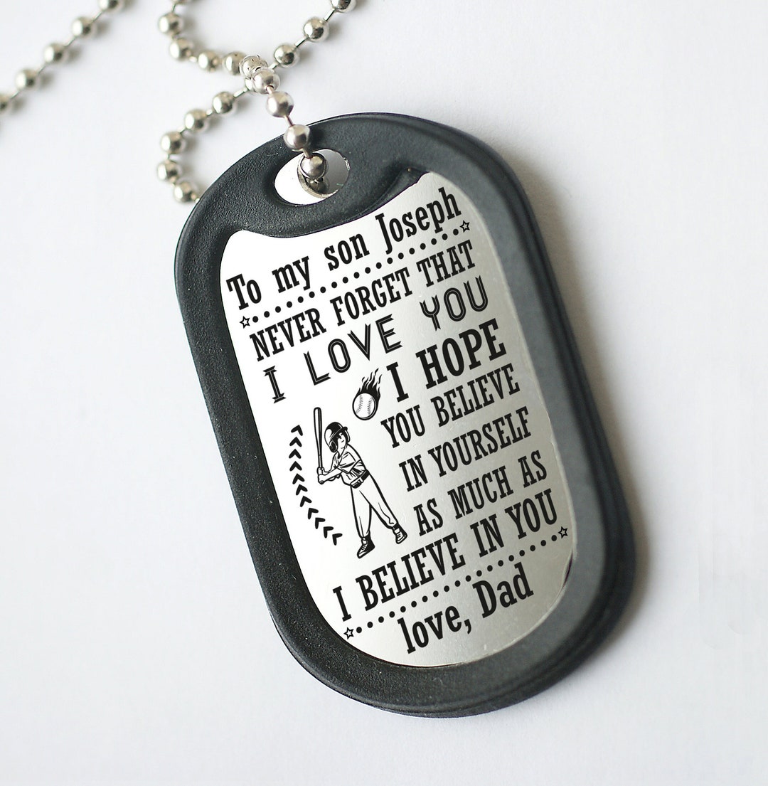 Dad to My Son Gift, Son Custom Keychain, Mens Dog Tag Necklace , Godson ...