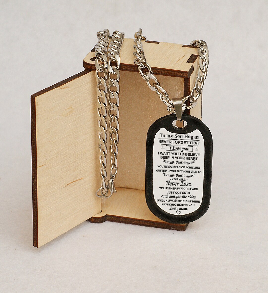 To Son Mom Gift for Grandson Dog Tag Son Pendant Necklace Grandson Gift ...