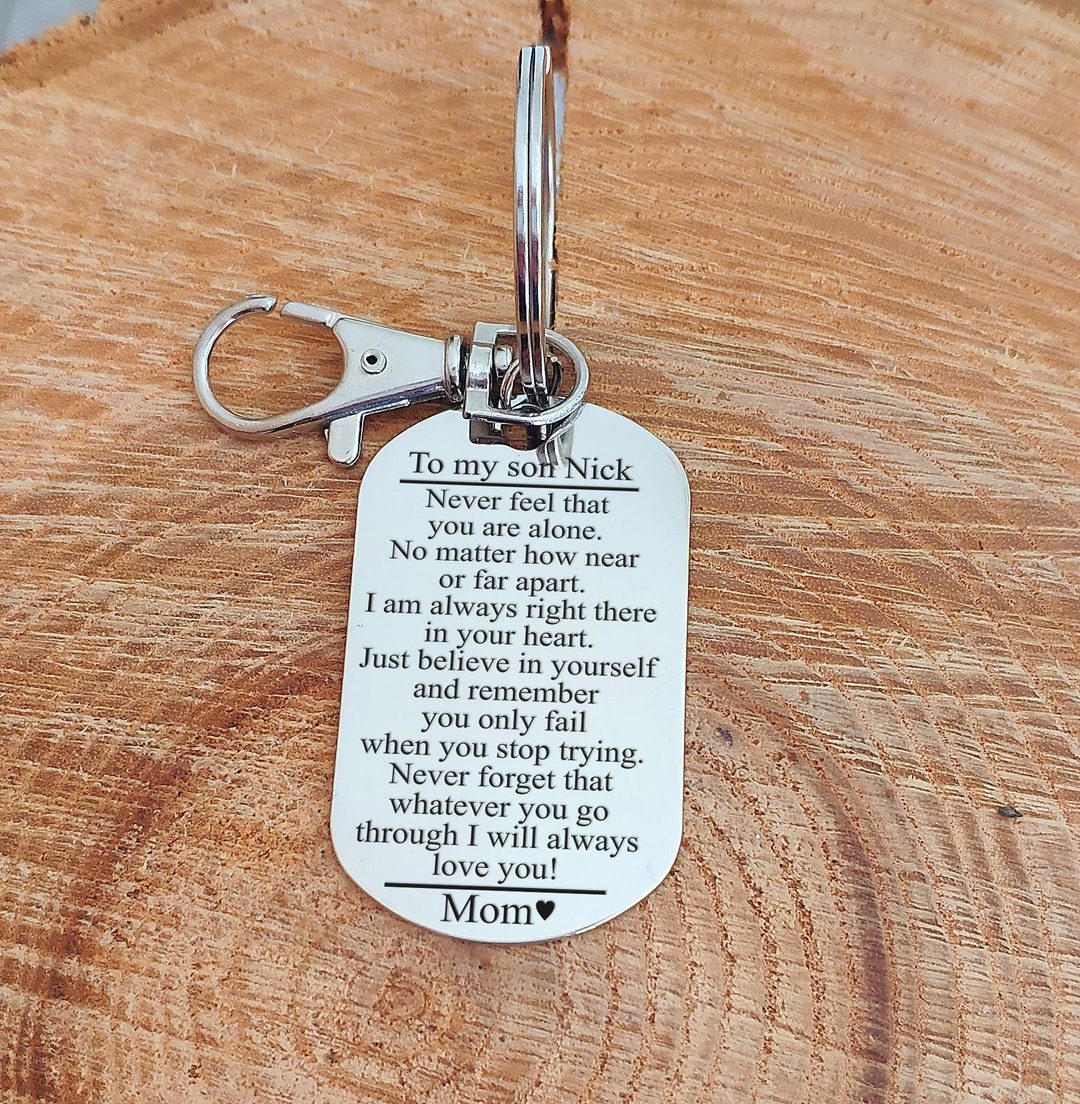 To My Son Gift, Keychain for Son, Son Mom Bonus Gift, Mens Keychain ...