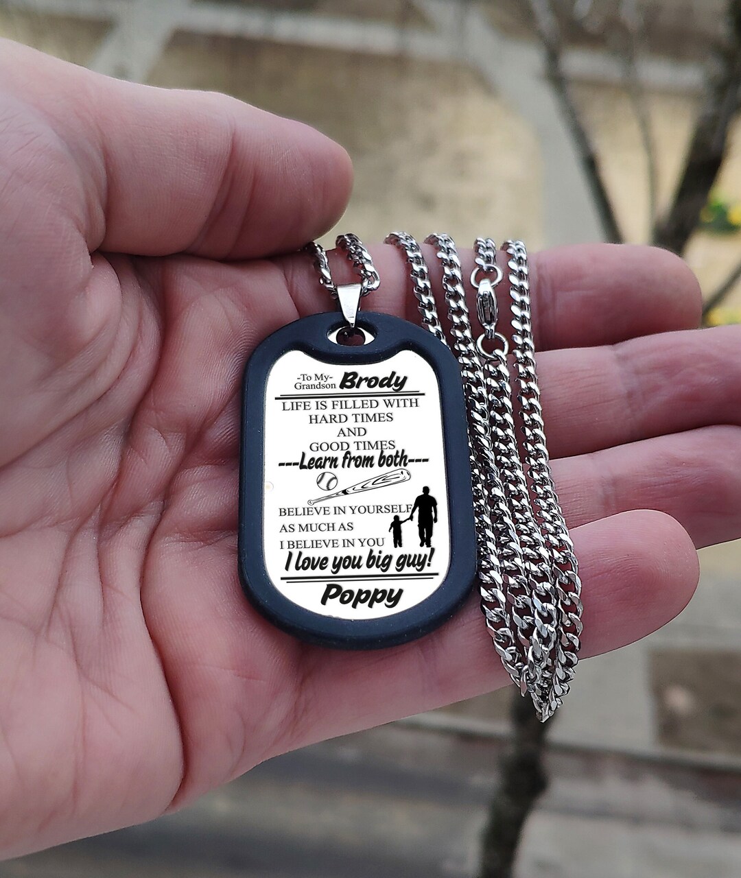 To My Grandson Gift, Mens Army Dog Tag, Custom Grandson Necklace ...