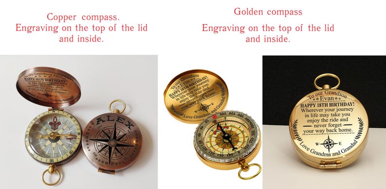Grandson 18th Birthday Compass, Grandson 16th Birthday, Copper Compass ...