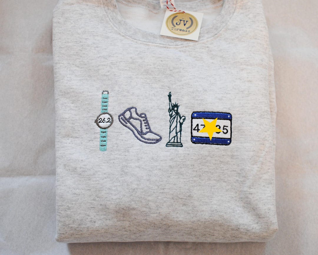 Embroidered Marathon Running Sweatshirt: Set of Four, Garmin, Shoe, Bib ...