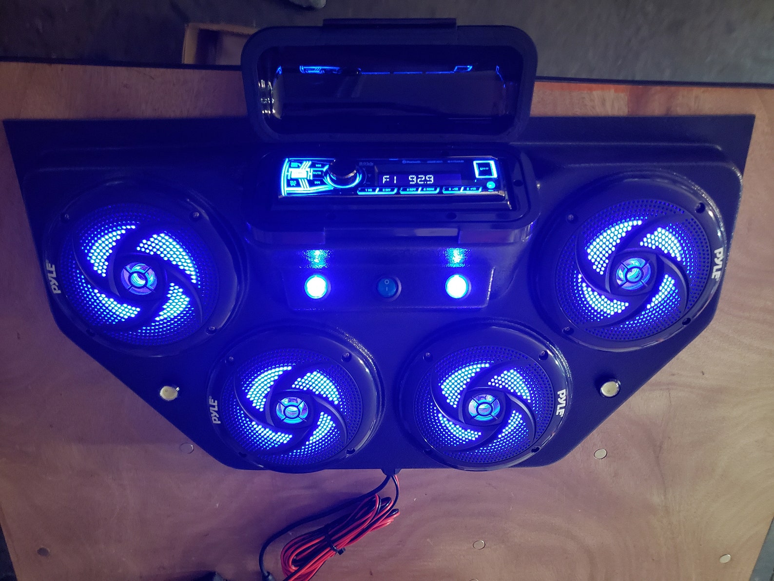 Golf Cart UTV Overhead Stereo Radio Console Bluetooth 4 Blue LED ...
