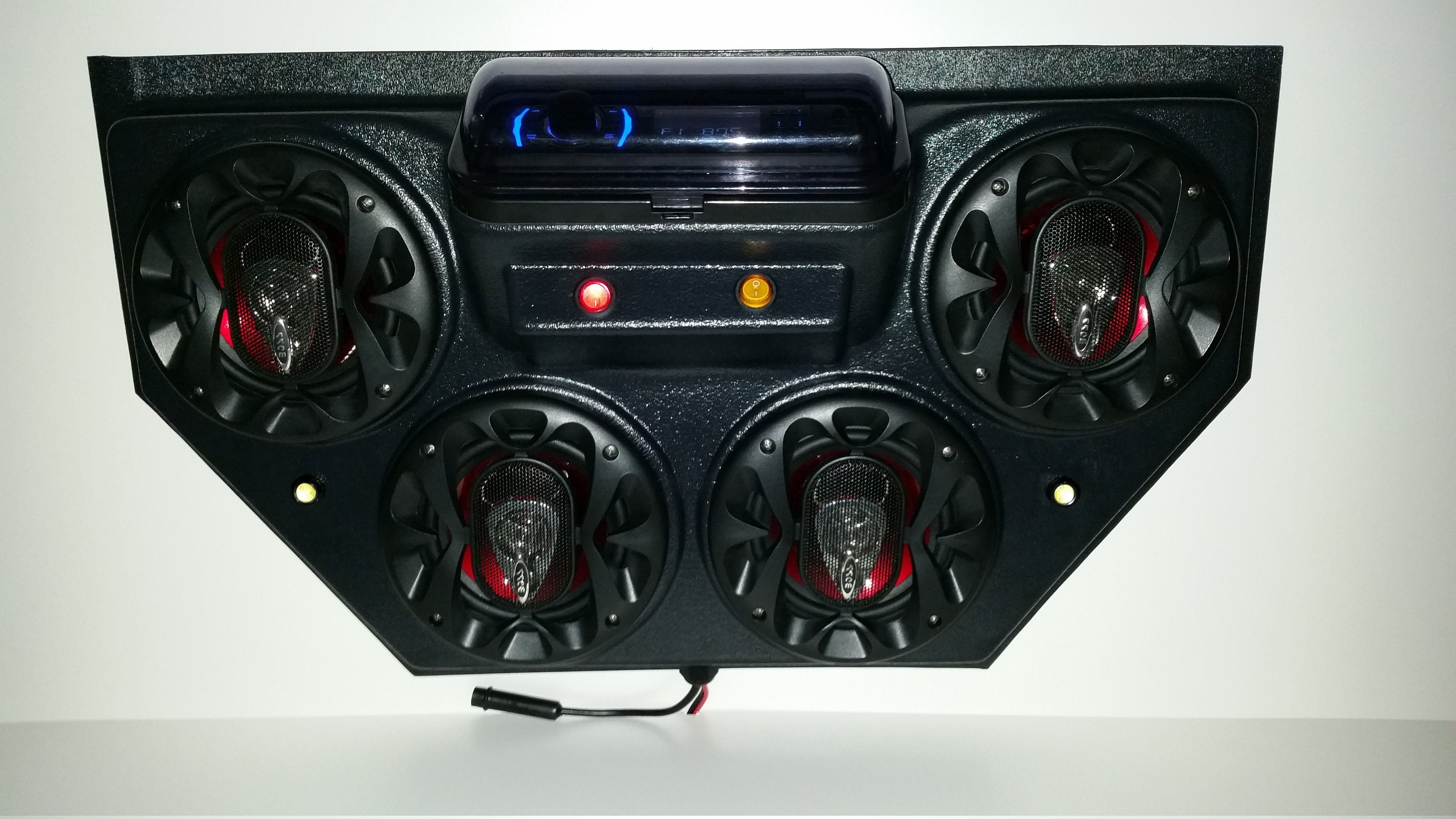 Golf Cart UTV Overhead Stereo Radio Console Bluetooth 4 Speaker Sound ...