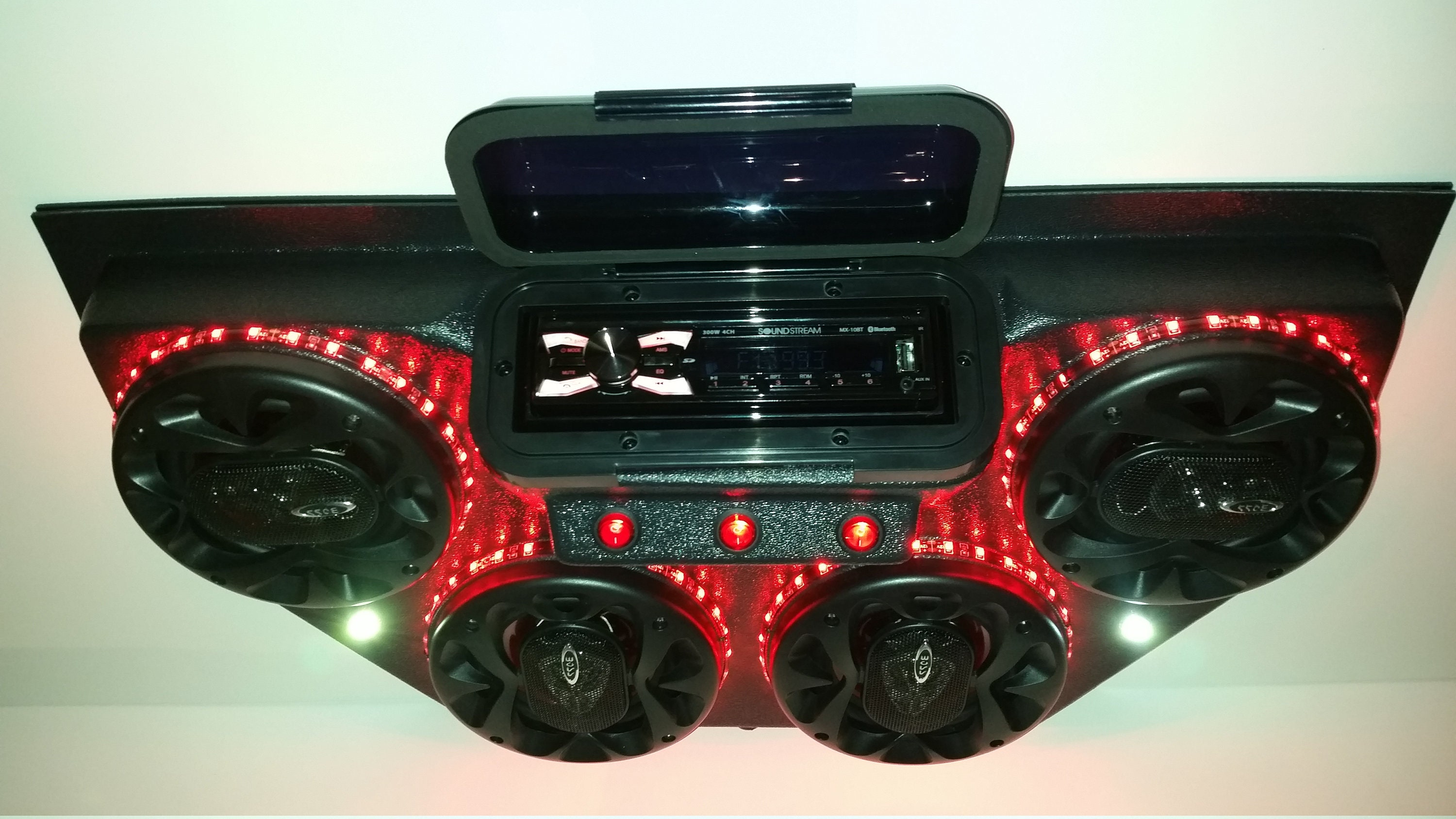 Golf Cart Stereo UTV Overhead Radio Console Bluetooth Four Speaker ...