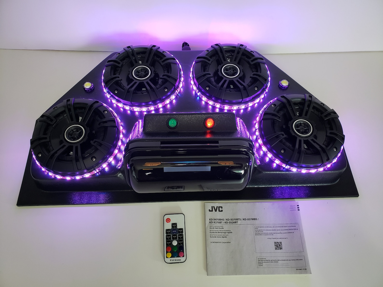 Golf Cart UTV Overhead Stereo Radio Console Bluetooth 4 Speaker JVC ...