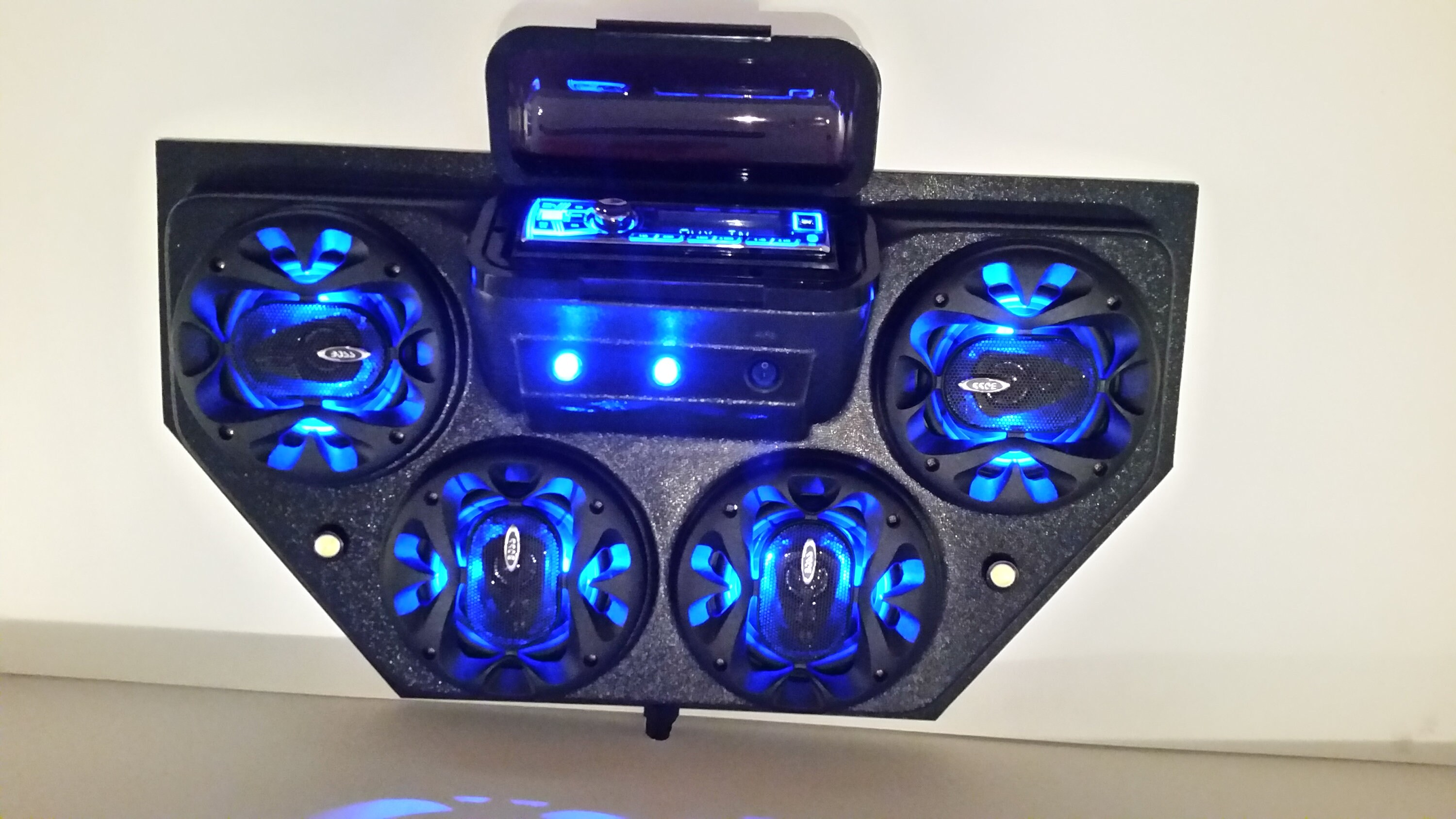 Golf Cart UTV Overhead Stereo Radio Console Bluetooth 4 Blue LED ...
