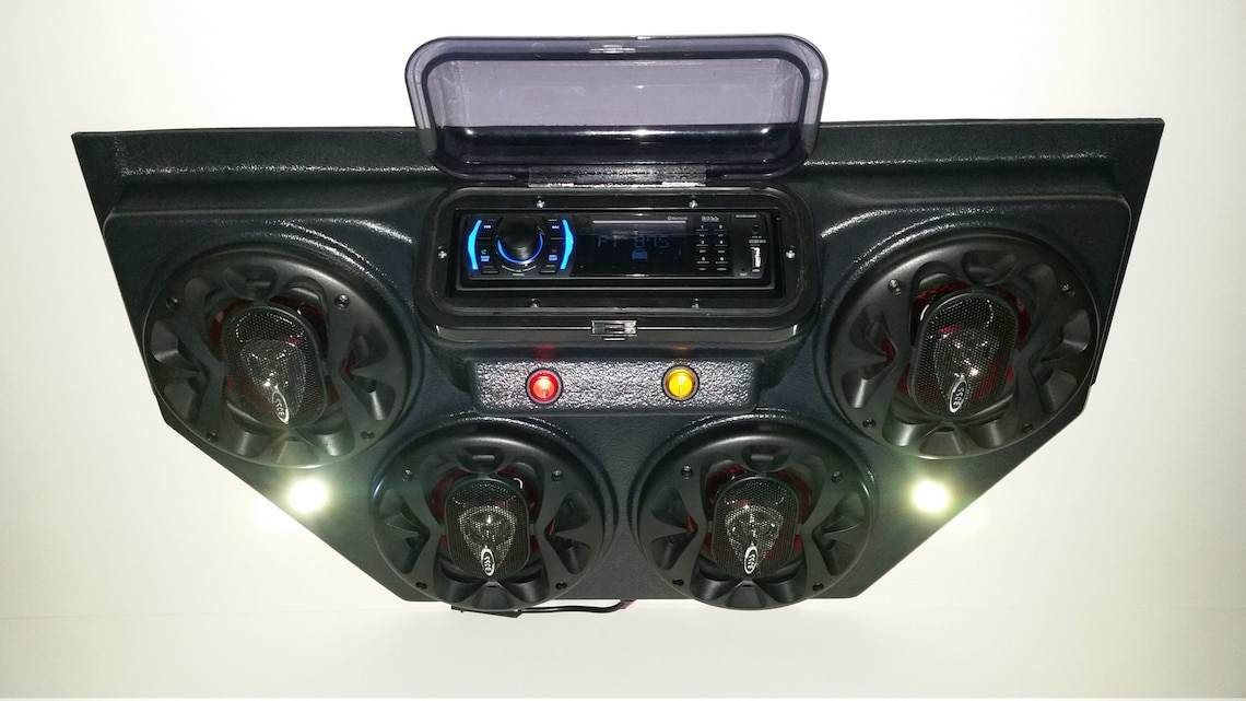 Golf Cart UTV Overhead Stereo Radio Console Bluetooth 4 Speaker Sound ...