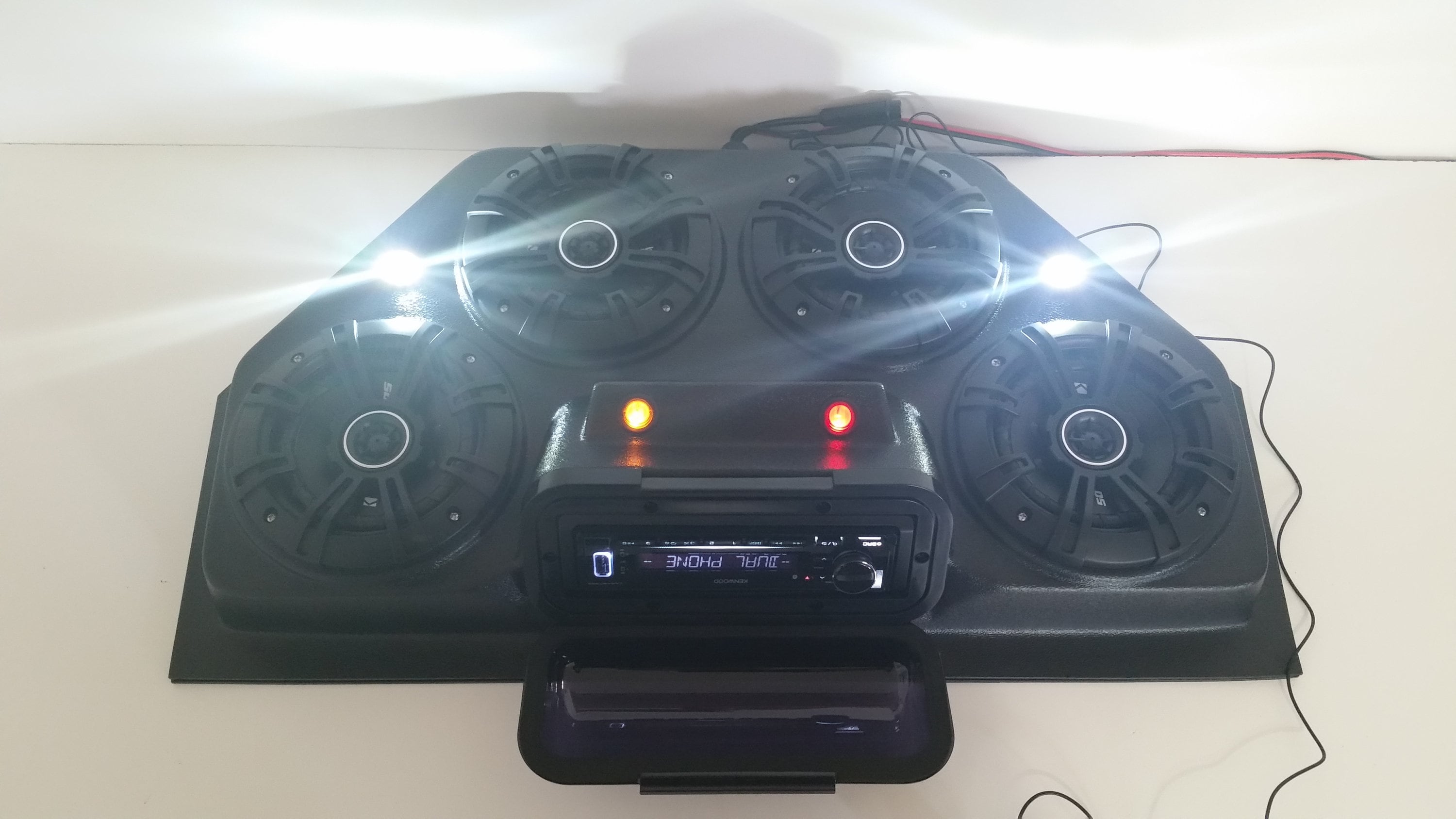 Golf Cart UTV Overhead Stereo Radio Console Bluetooth 4 Speaker JVC ...