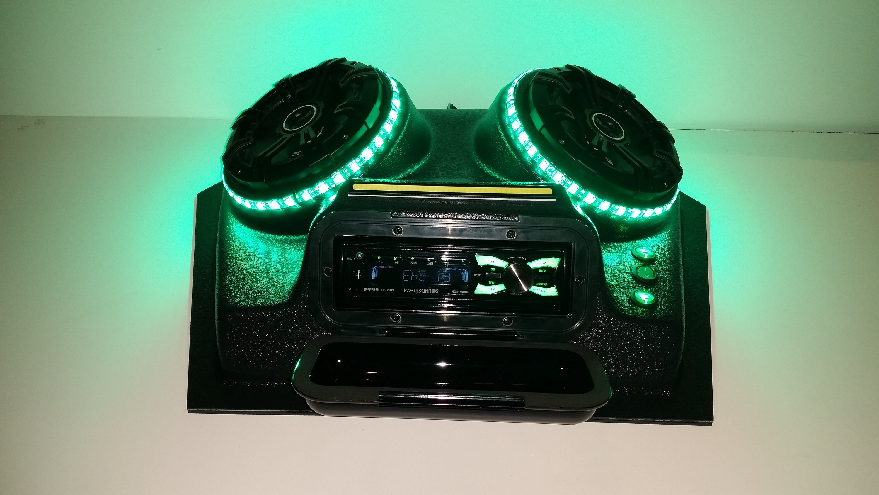 NEW Overhead Stereo Radio Console UTV Golf Cart Tractor 6.5 Kickers ...