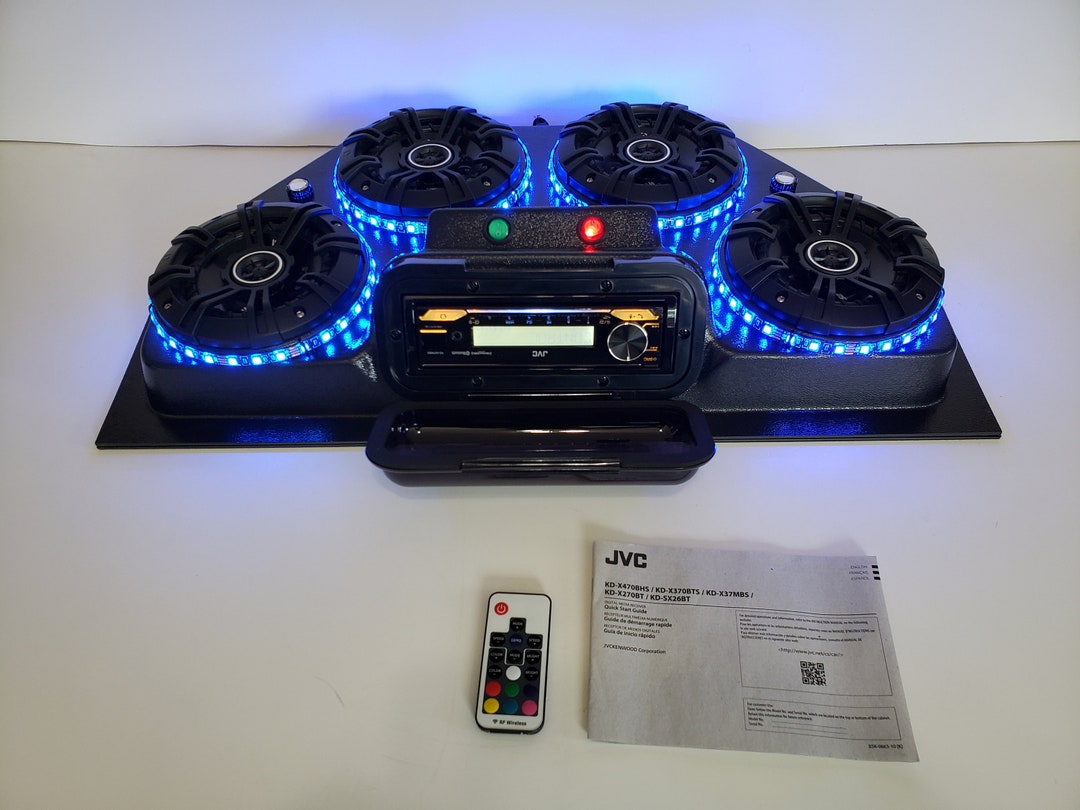 Golf Cart UTV Overhead Stereo Radio Console Bluetooth 4 Speaker JVC ...