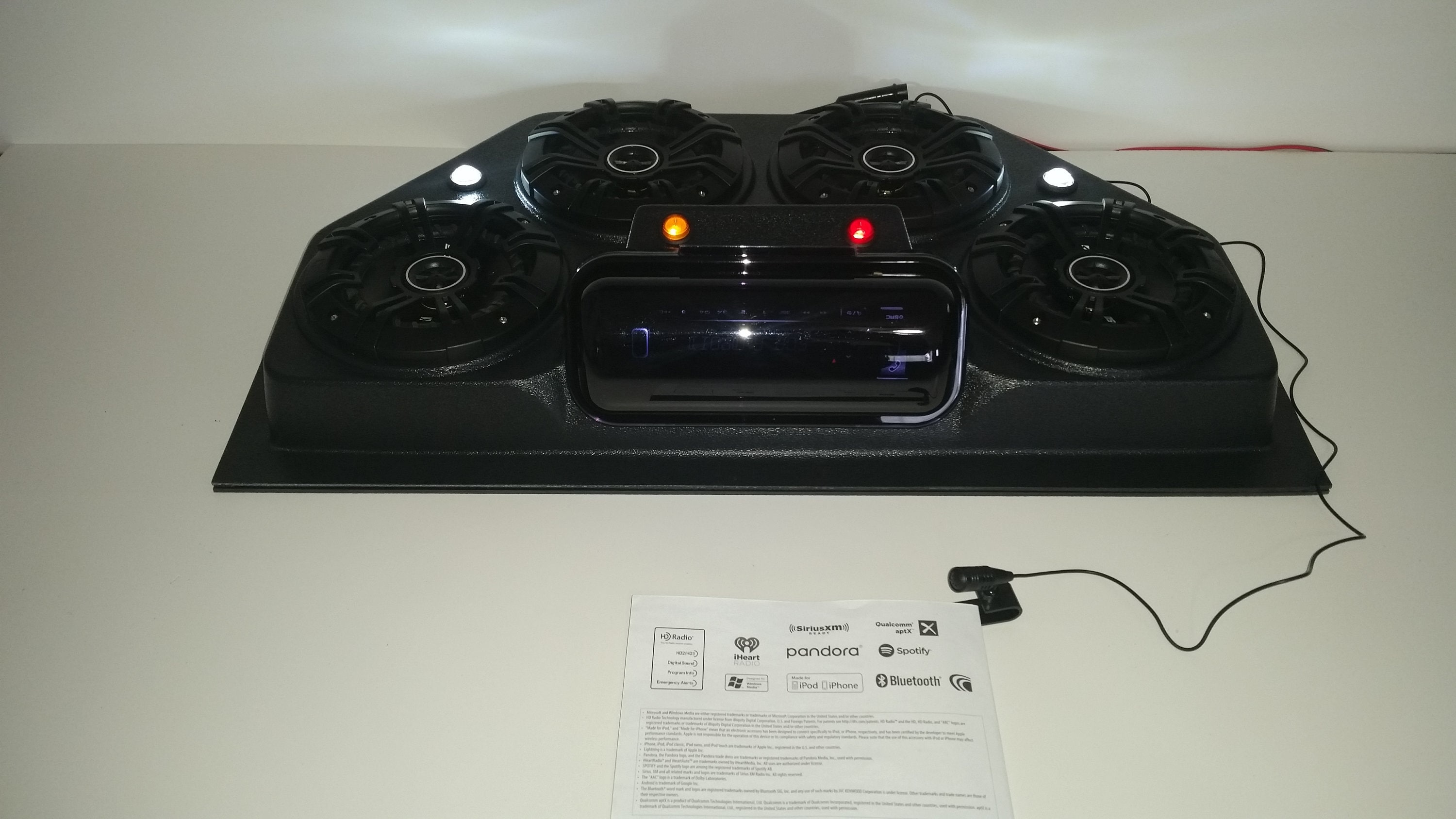 Golf Cart UTV Overhead Stereo Radio Console Bluetooth 4 Speaker JVC ...