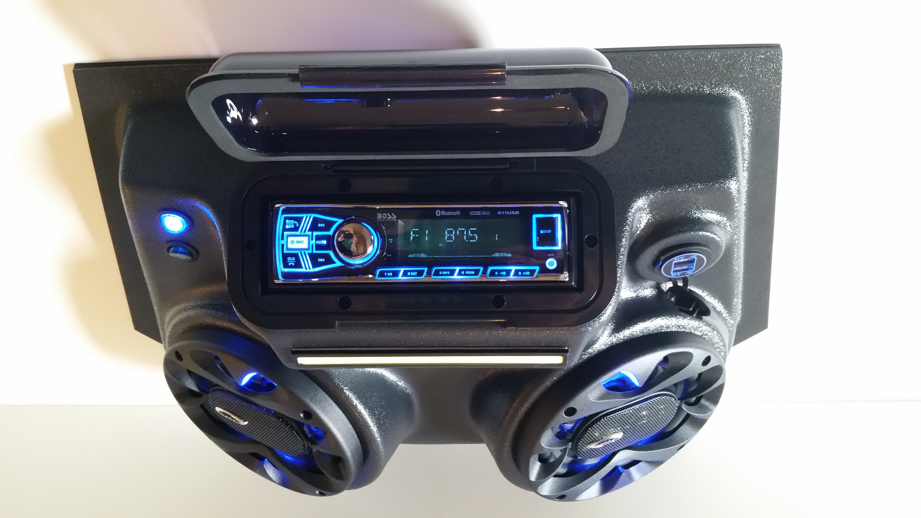 UTV Radio RZR Golf Cart Overhead Stereo Console Marine Bluetooth USB ...