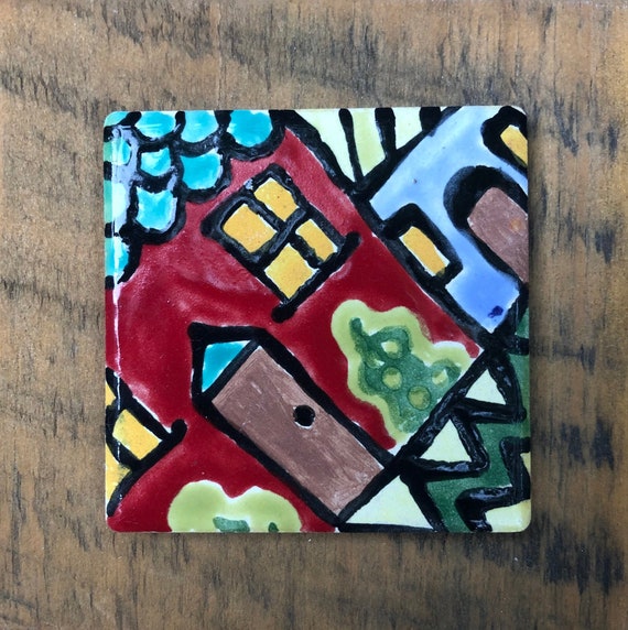 Small Painted House Tile | Etsy