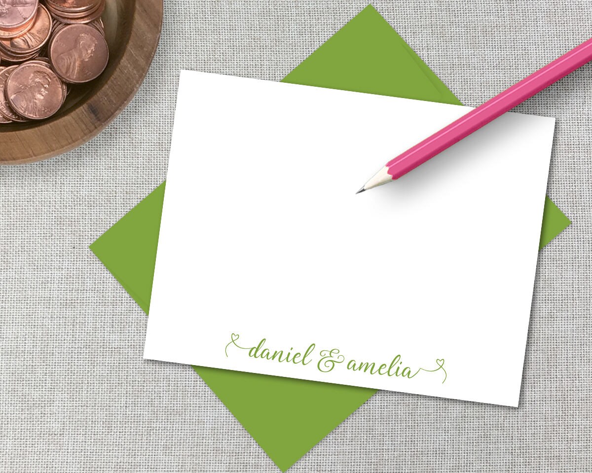 Personalized Stationery / Personalized Stationary Set / Hearts | Etsy