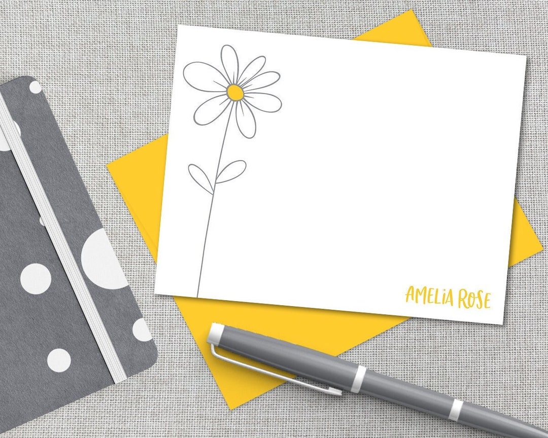 Personalized Stationery / Personalized Stationary Set / Daisy Flower ...