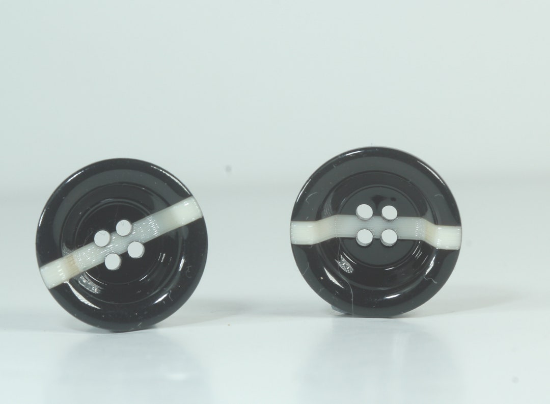 Italian Buttons Black and White/silver Stripe Gloss Button 28mm or 18mm ...