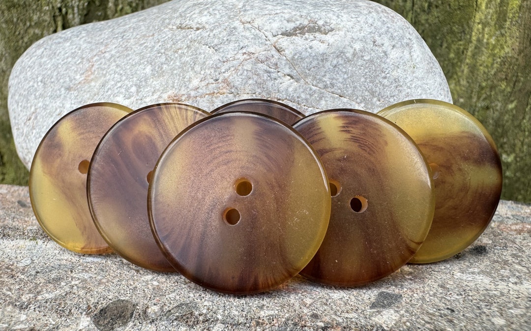 Tortoise Shell Colour Italian Polyester Buttons Sold as Singles or Sets ...