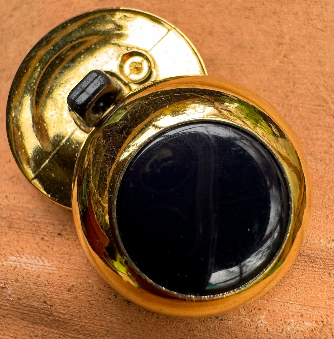 Pack of 10 Metal Effect Black and Gold Half Ball Button - Shank Fitting ...
