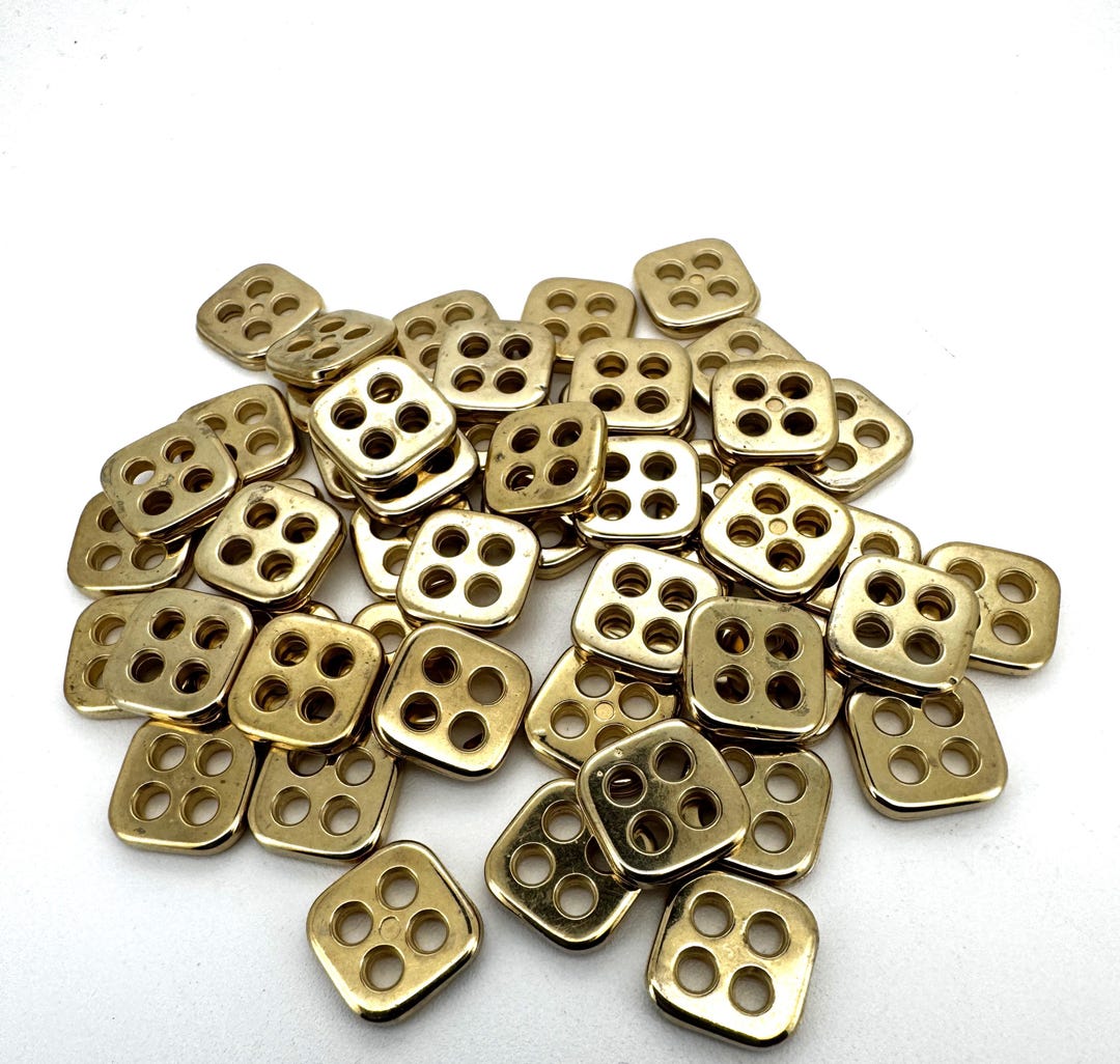 50 X 10mm (1cm X 1 Cm) Metallic Effect Gold Square 4 Hole Buttons - Etsy
