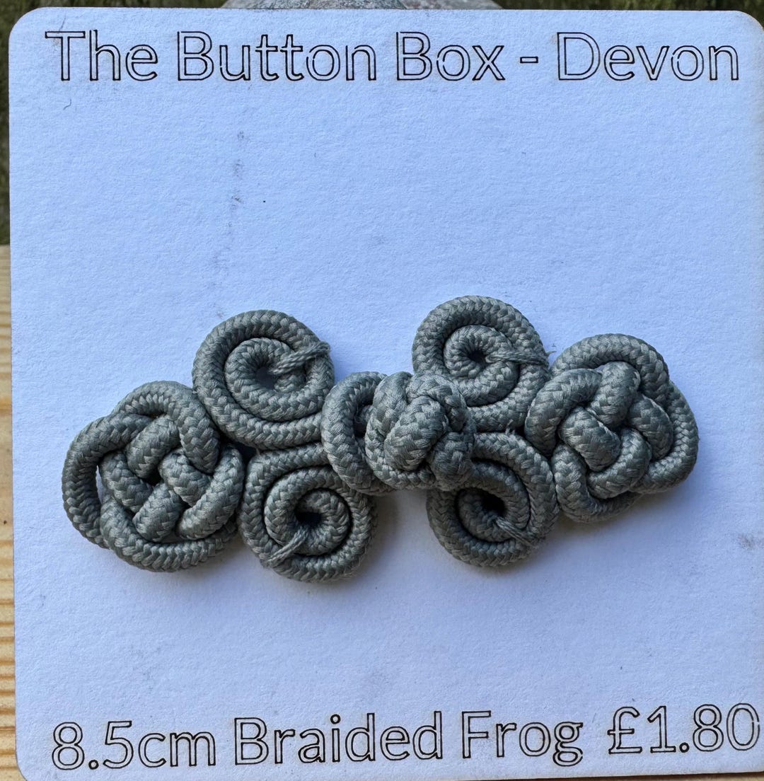 8.5cm Braided Frog Fasteners - Colour Choices Available - 11.5cm Velour ...