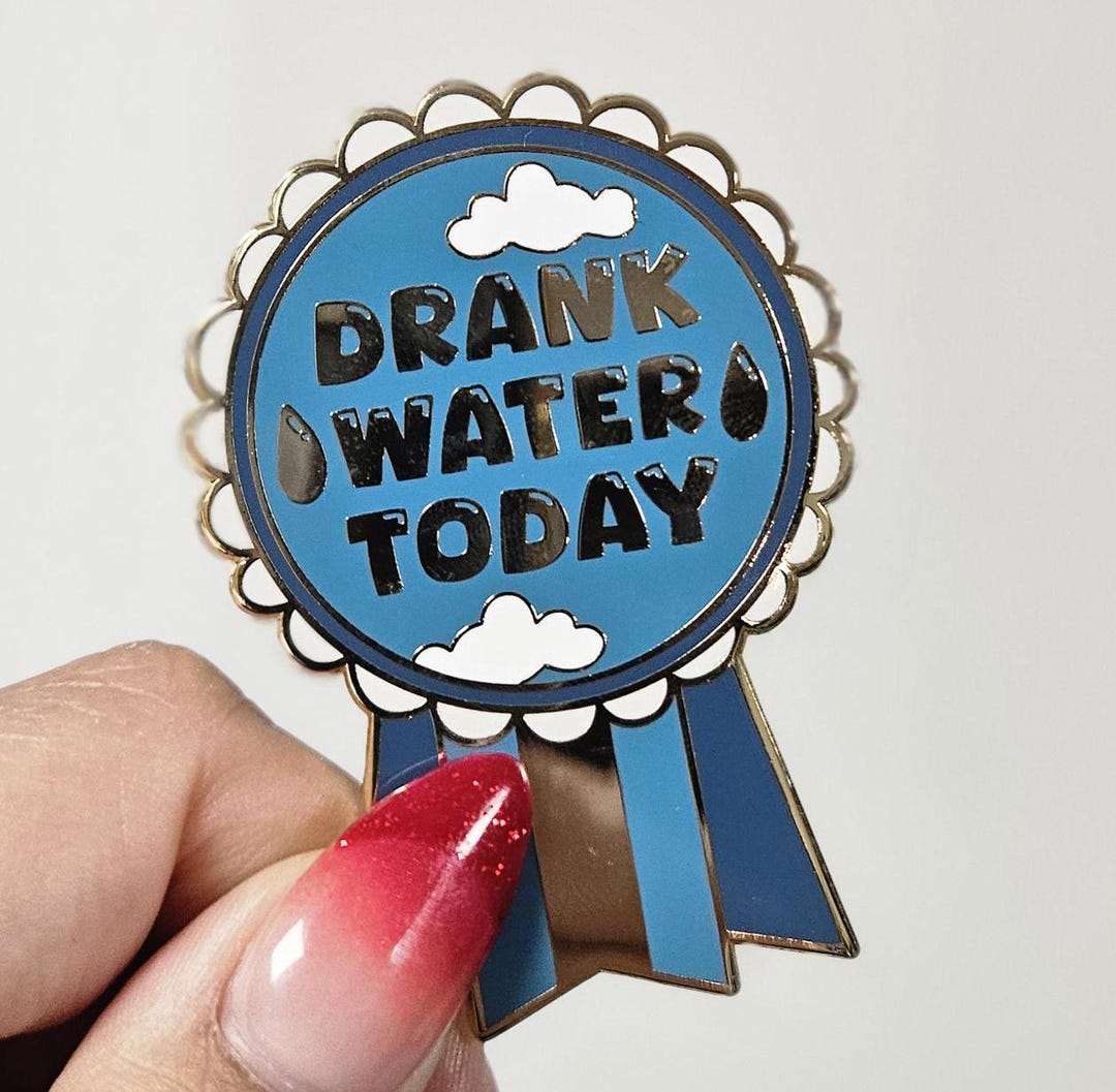 Stay Hydrated Achievement Pin - Cute Enamel Badge for Drinking Water ...