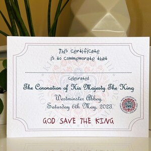 King Charles III CORONATION DAY Certificate personalised - Etsy UK