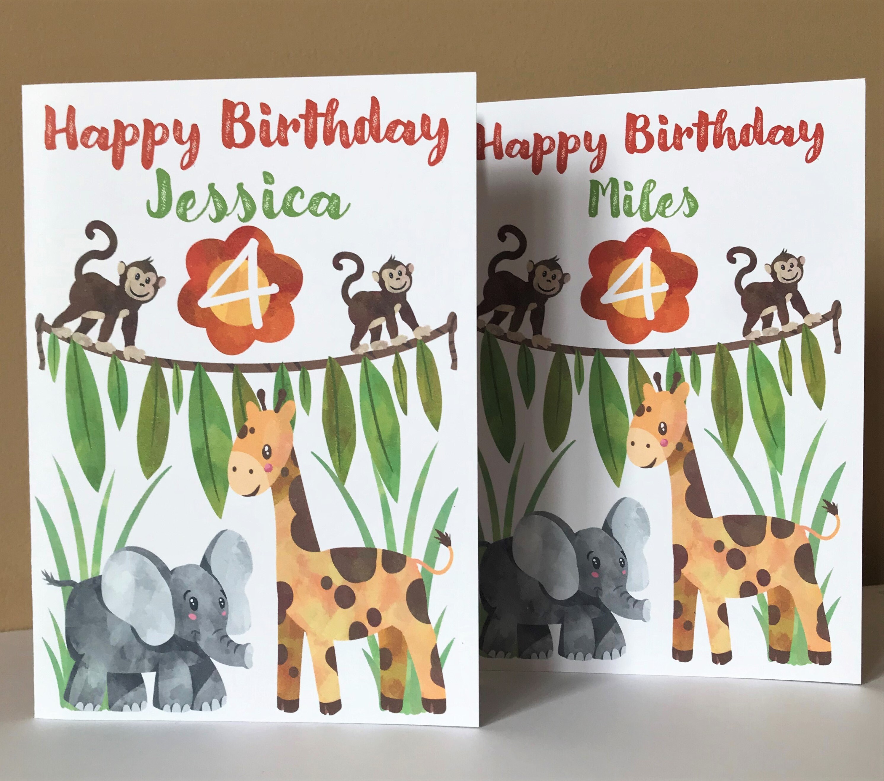 PERSONALISED Jungle Birthday Card Add Any Name Age Zoo | Etsy