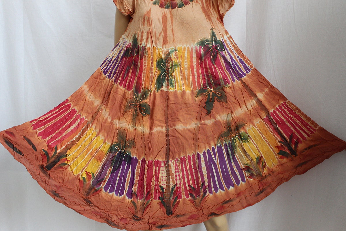 Multicolored Tie Dye Dress Womens Ethnic Sundress Lovely - Etsy