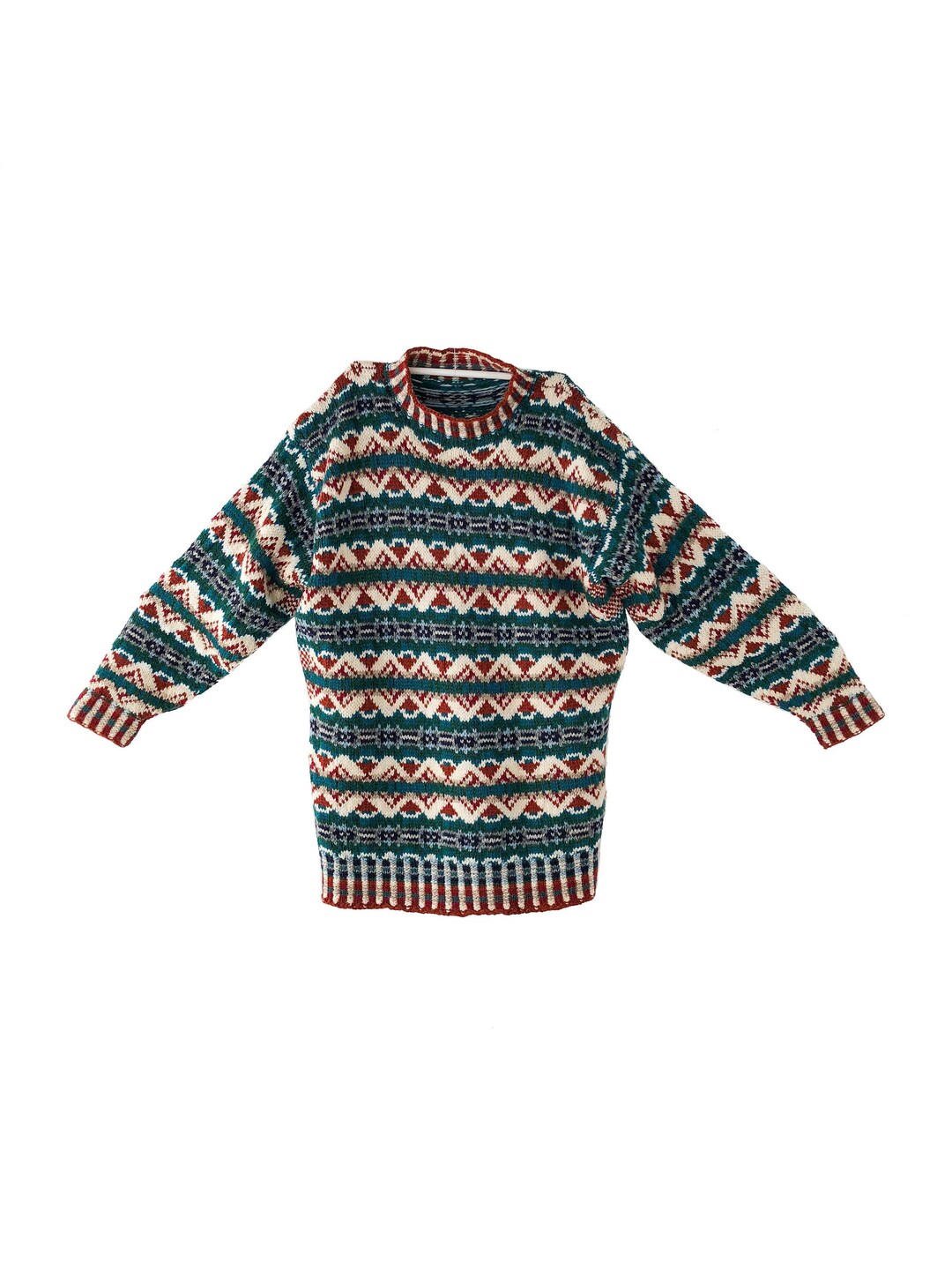 80s Stunning Multicoloured Wool Pullover Triangle Knit Pattern - Etsy