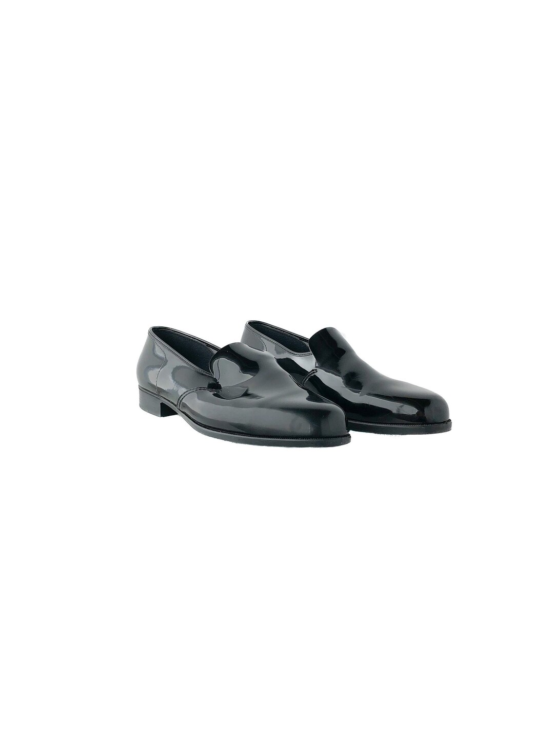 80s Shiny Black Leather Tux Shoes Midnight Black Thick Vinyl - Etsy